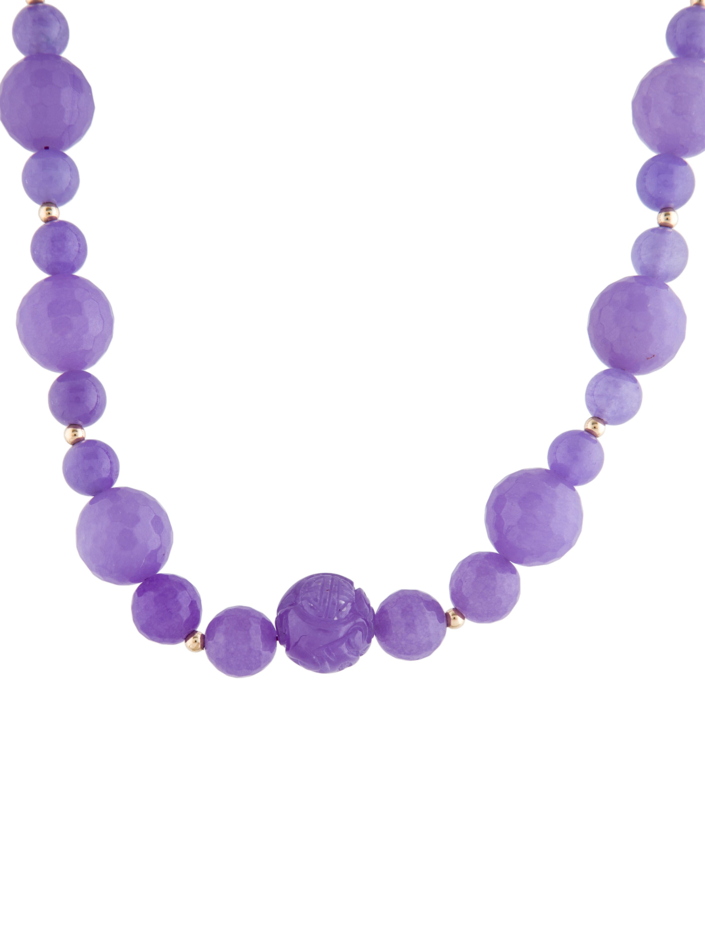 Necklace 14K Dyed Quartzite & Dyed Jadeite Bead Strand Necklace - 14K ...