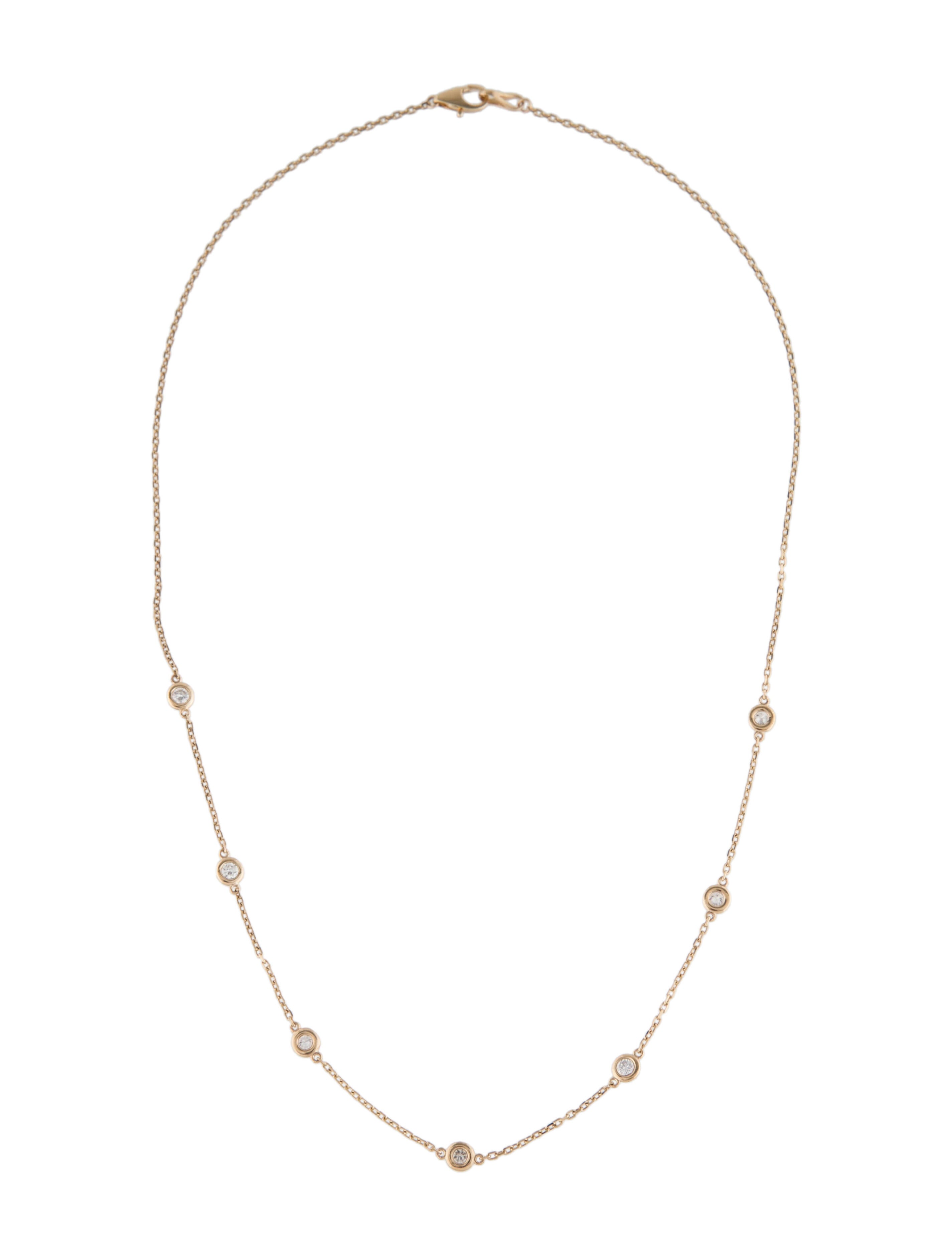 Necklace 14K Diamond Station Necklace - 14K Yellow Gold Station ...
