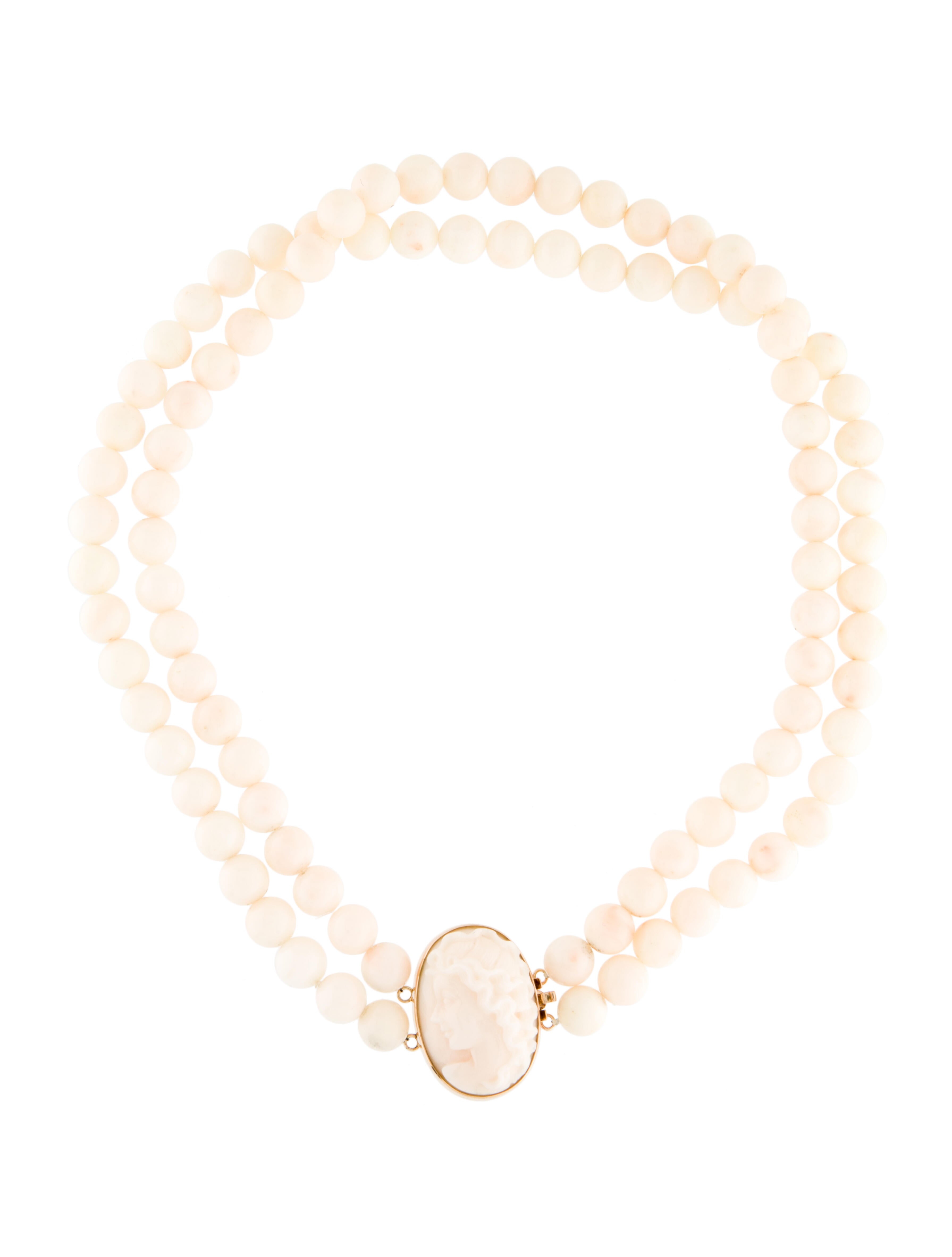Necklace 18k Coral Bead Strand with Carved Coral Clasp - Bead Strand ...