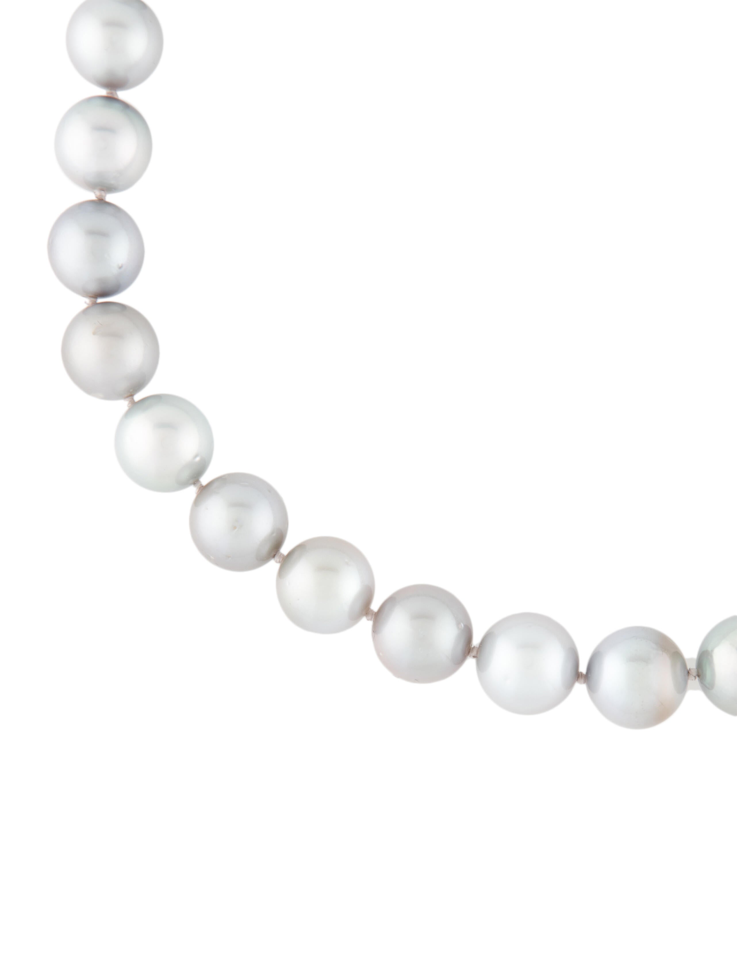 Necklace 18K Pearl Graduated Strand & Diamond Clasp Necklace - 18K ...