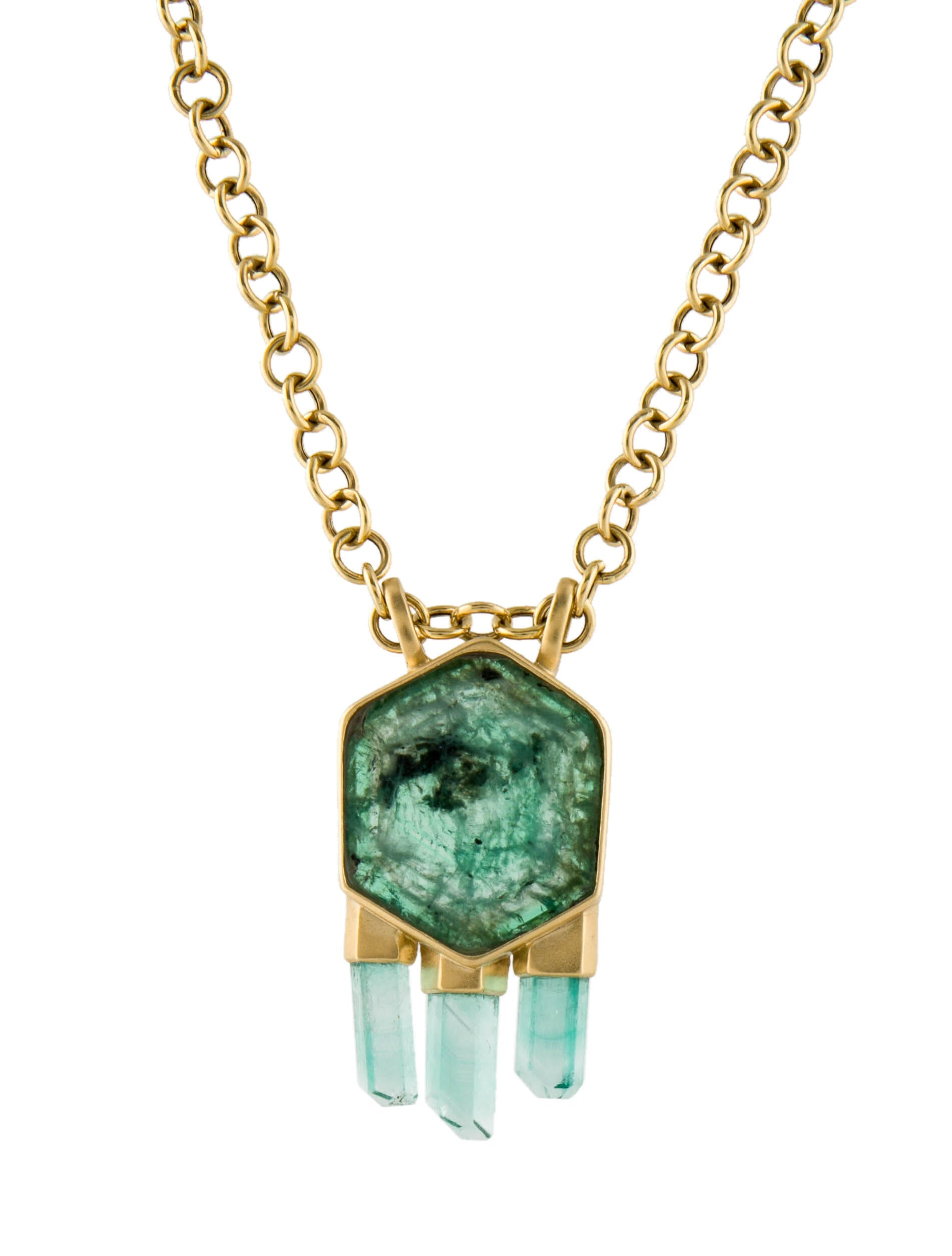 Necklace Barry Brinker 18K Emerald & Beryl Pendant Necklace - 14K ...