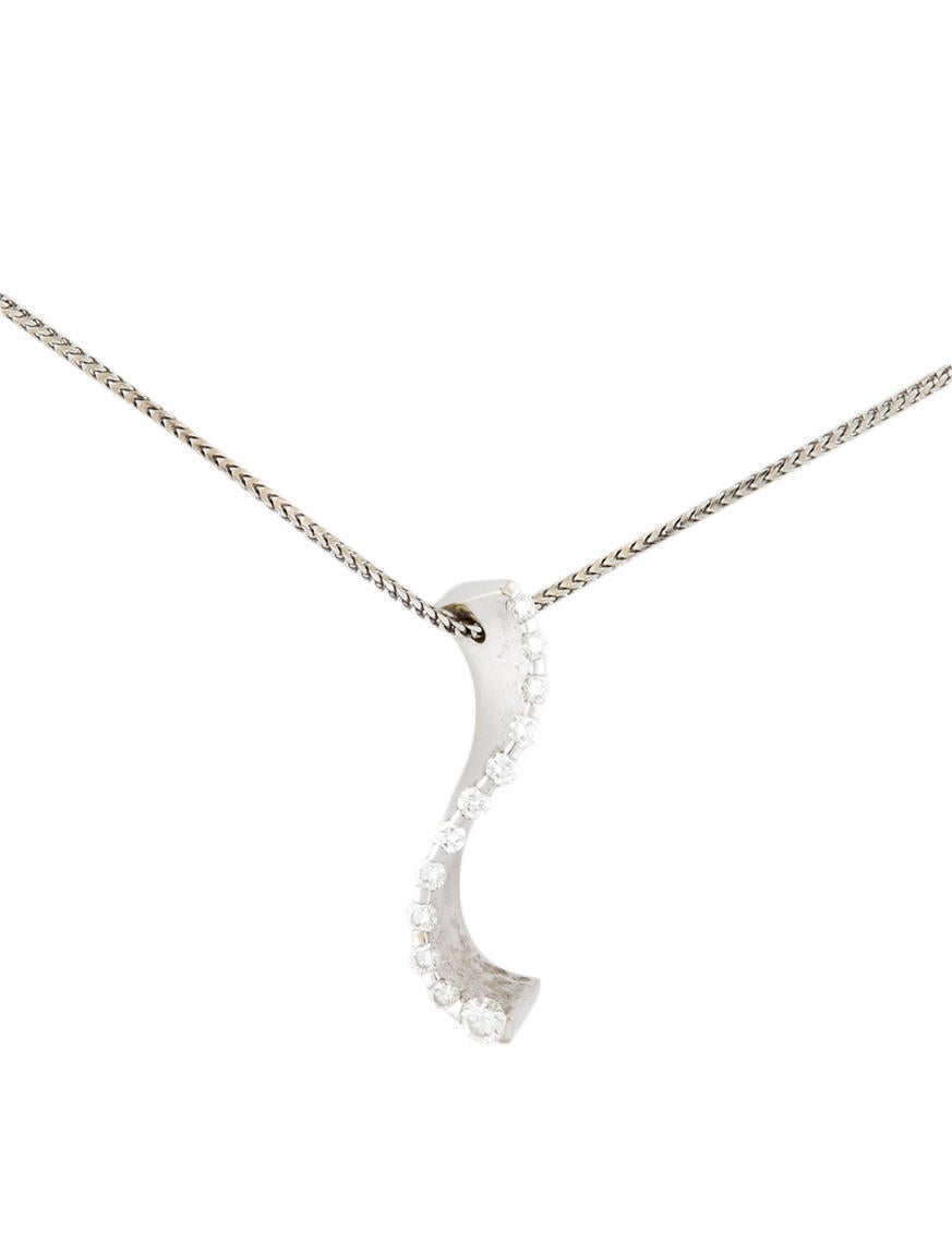 Necklace 18K Diamond Linear Pendant Necklace - 18K White Gold Pendant ...