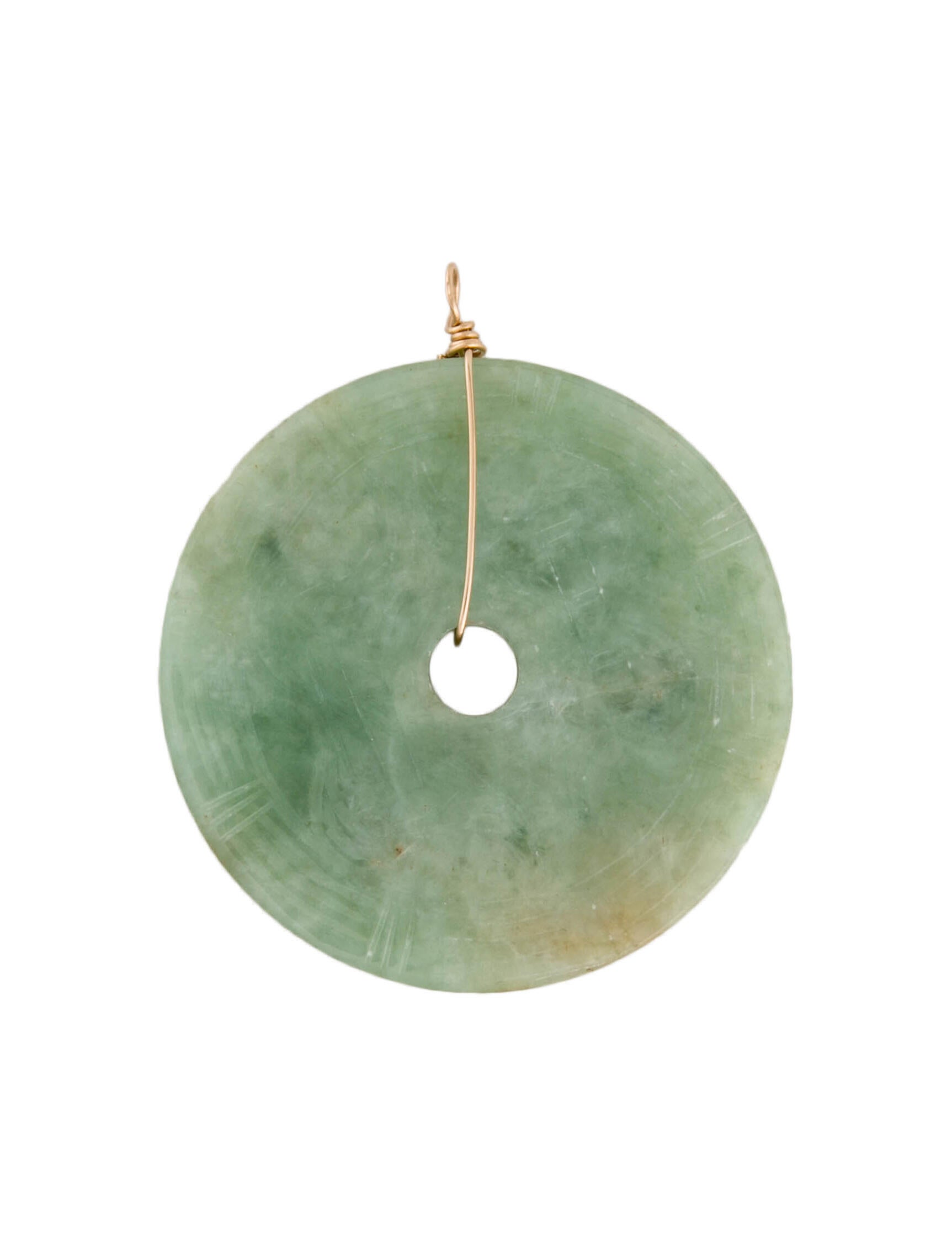 Necklace 14K Carved Dyed Jadeite Reversable Pendant - 14K Yellow Gold ...