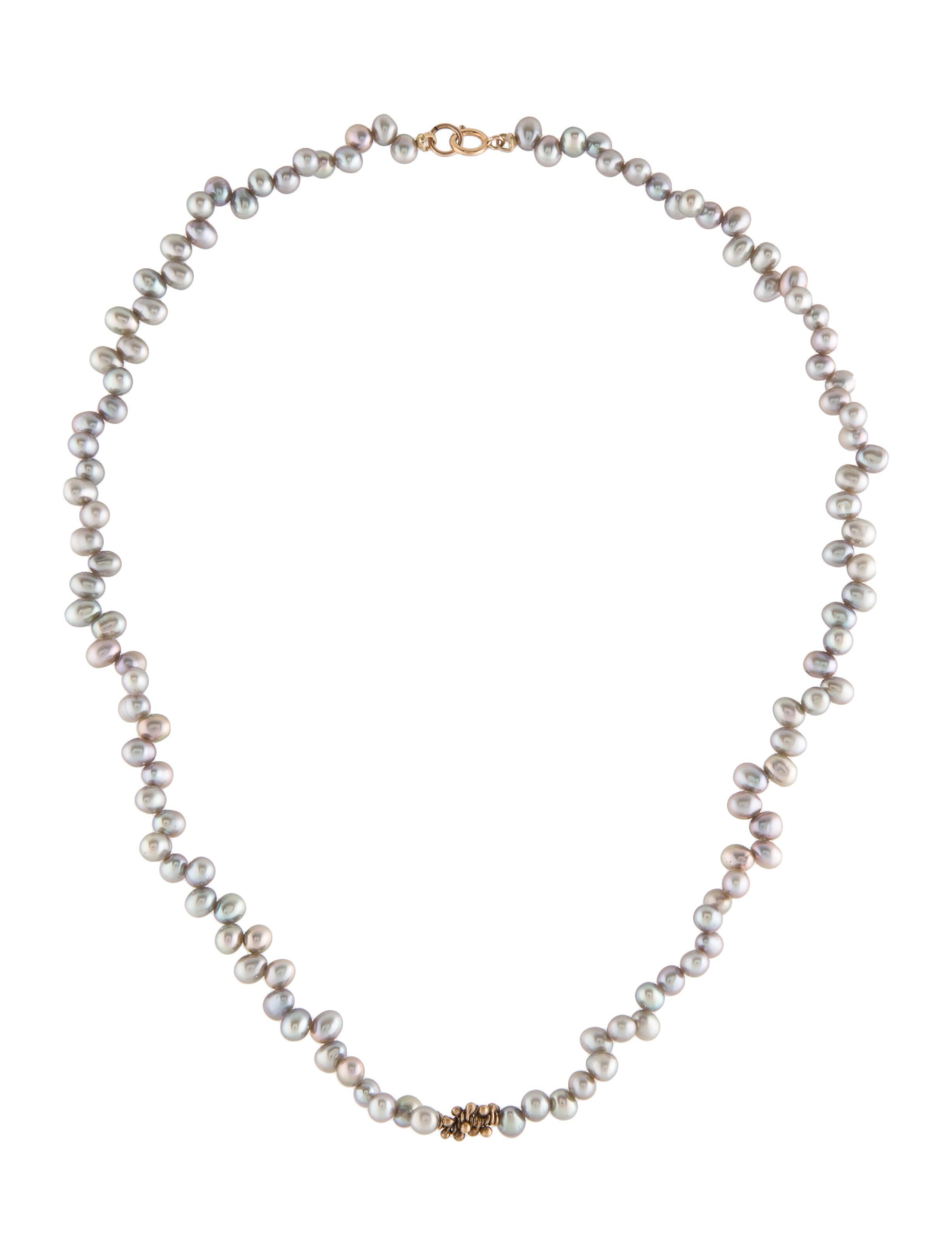 Necklace 14K Pearl Necklace - 14K Yellow Gold Bead Strand, Necklaces ...