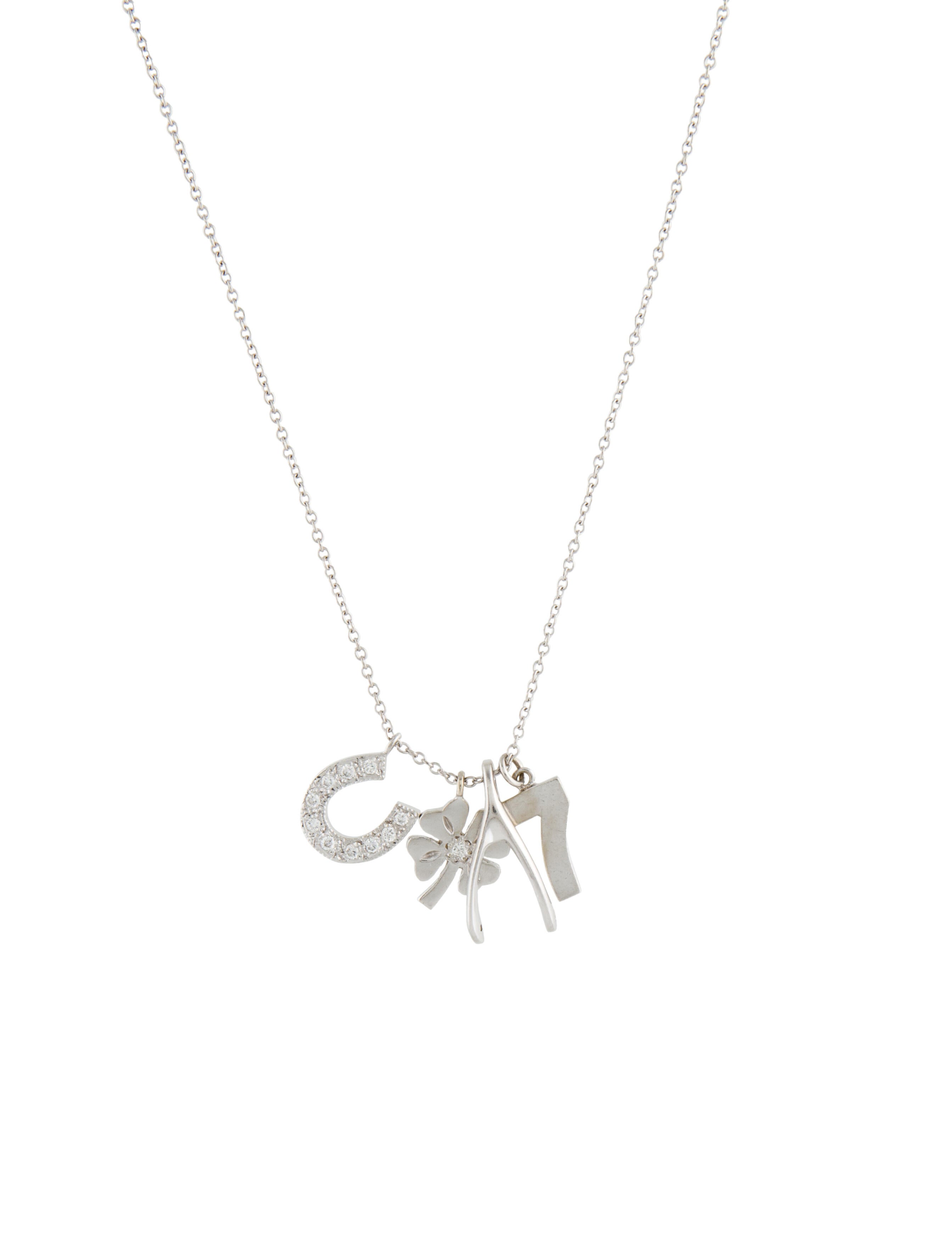 Necklace 14K Diamond Lucky Charms Pendant Necklace - Rhodium-Plated 14K ...