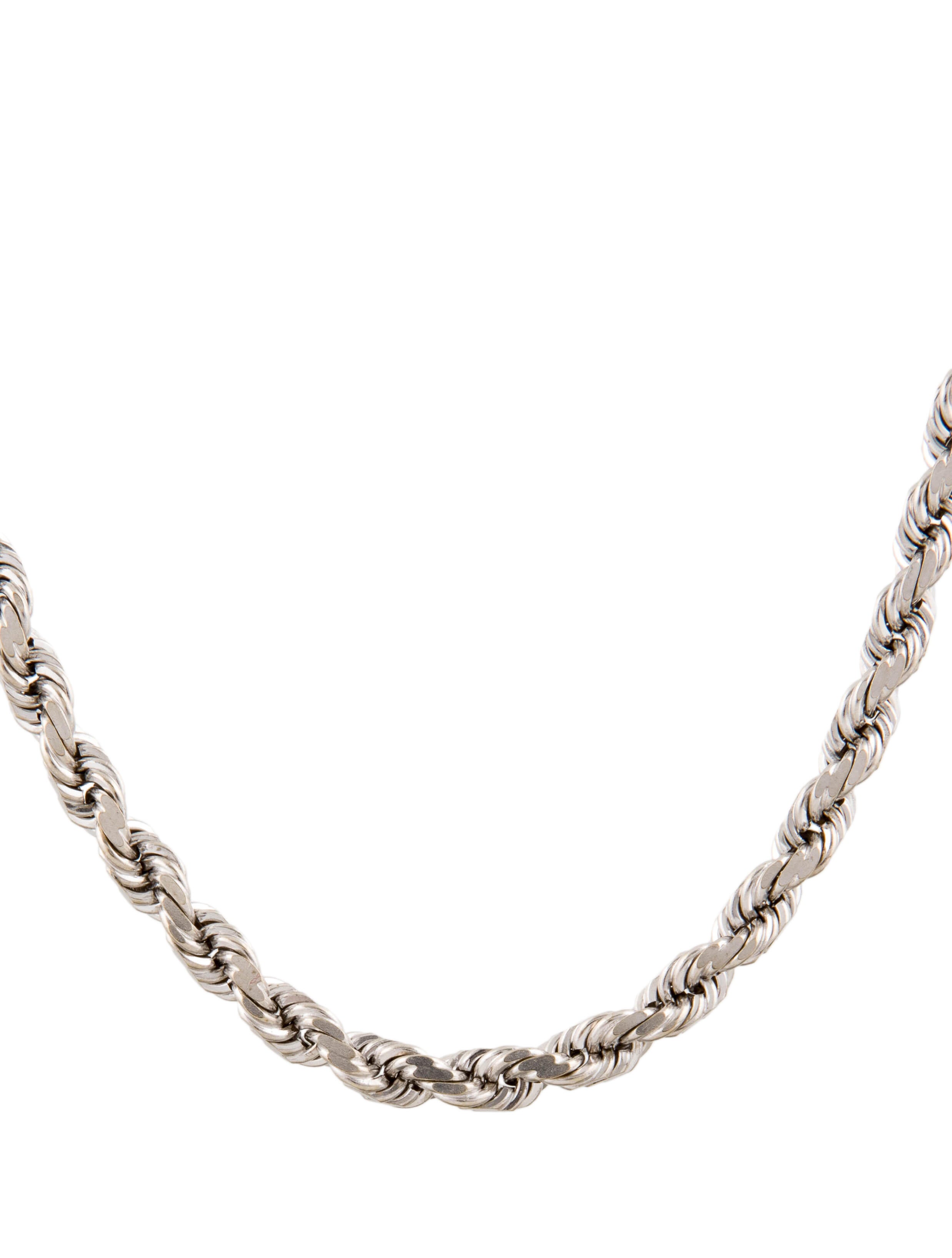Necklace 14K Rope Chain Necklace - Rhodium-Plated 14K White Gold Chain ...