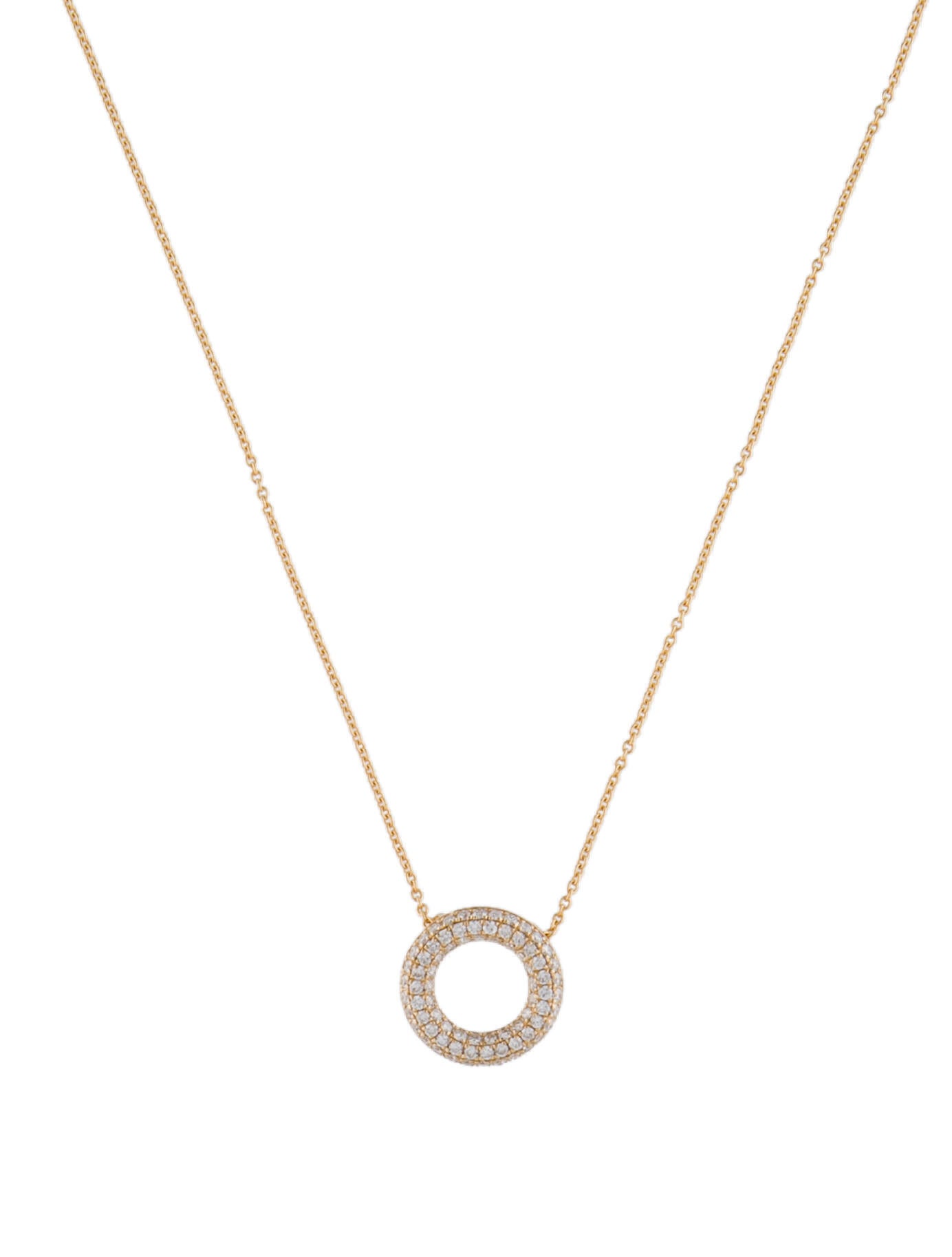 Necklace 14K Diamond Circle Pendant Necklace - 14K Yellow Gold Pendant ...