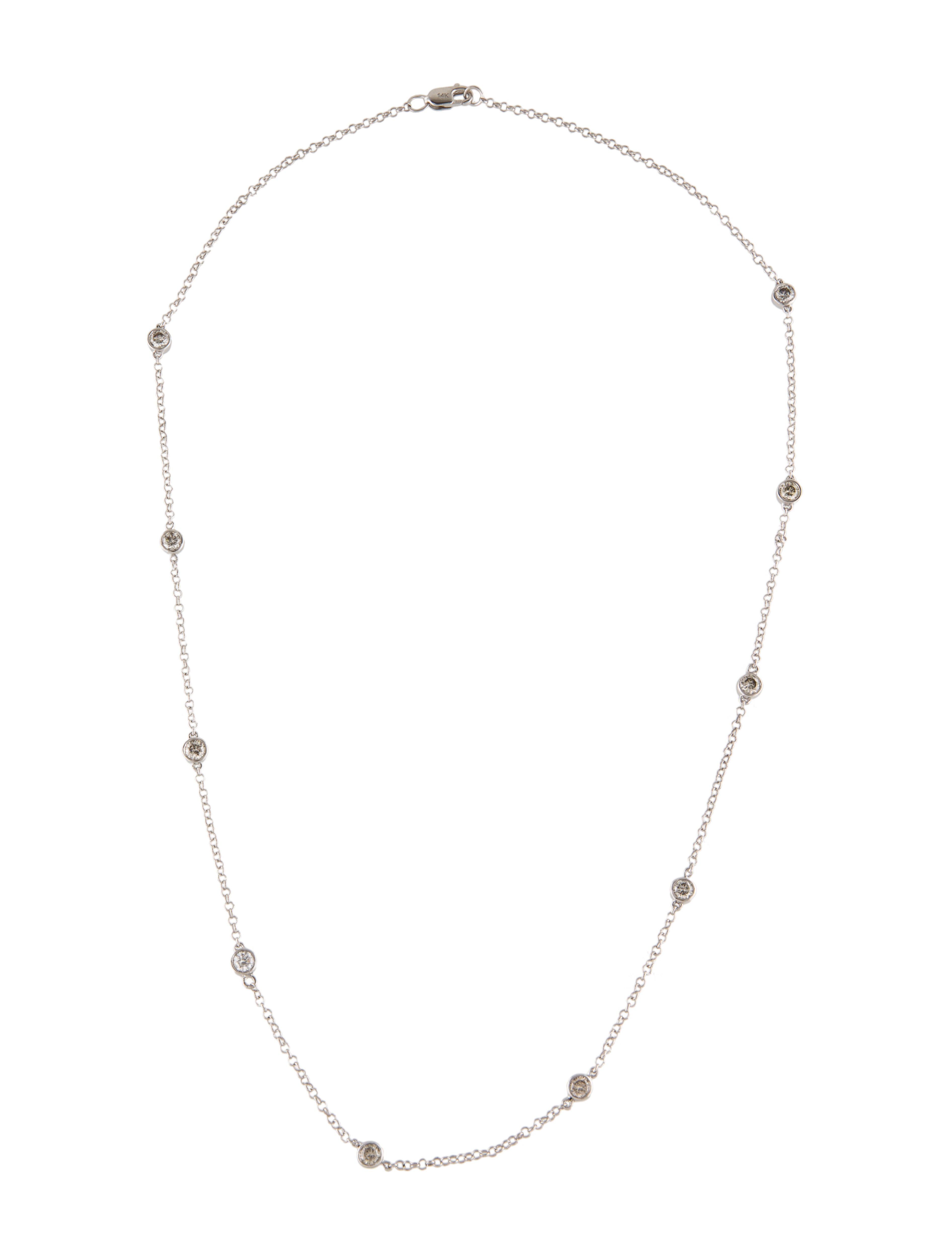 Necklace 14K 1.28ctw Diamond Station Necklace - 14K White Gold Station ...