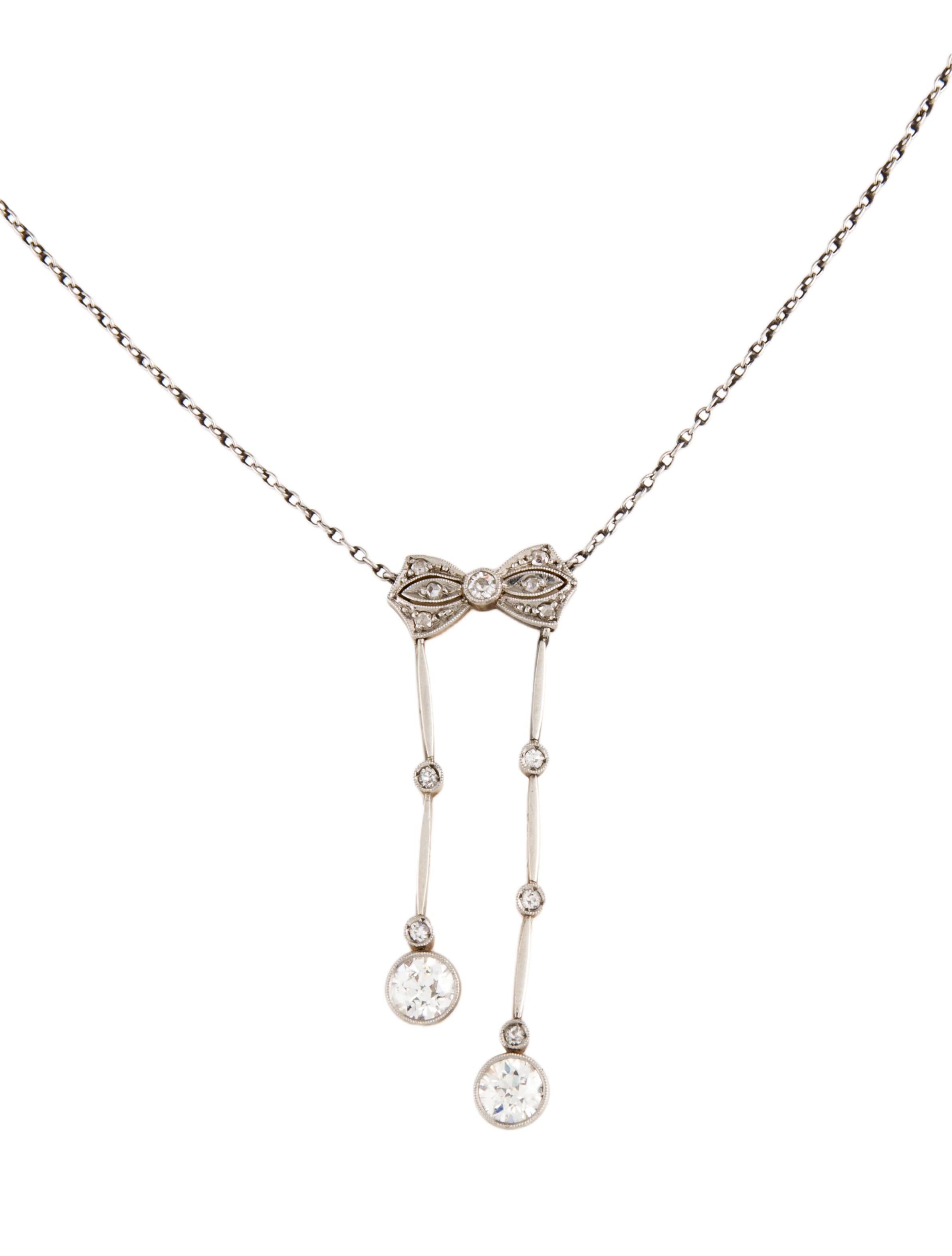 Necklace Edwardian Diamond Bow Négligée Necklace - Lavalier, Necklaces ...