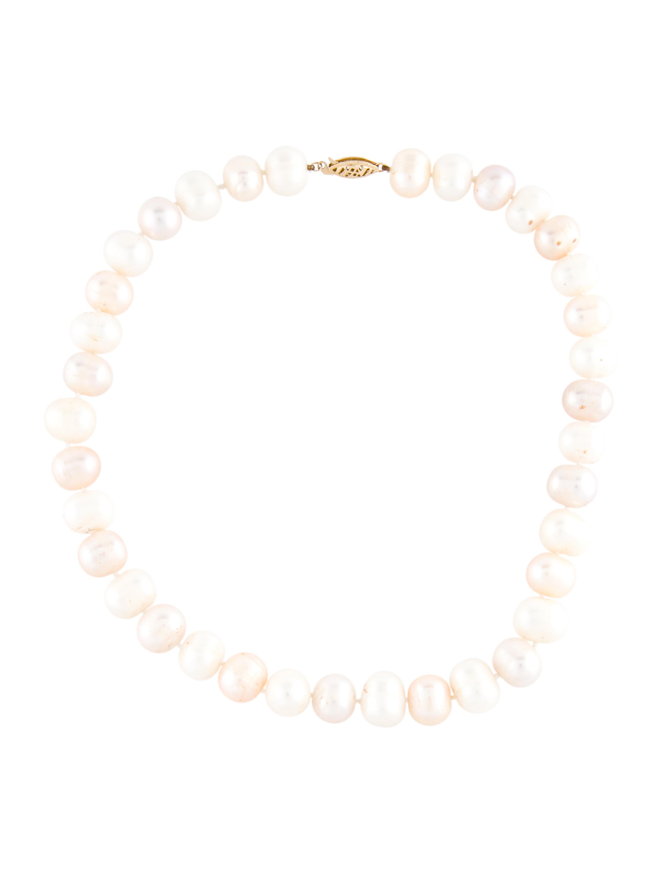 Necklace 14K Pearl Bead Strand Necklace - 14K Yellow Gold Bead Strand ...