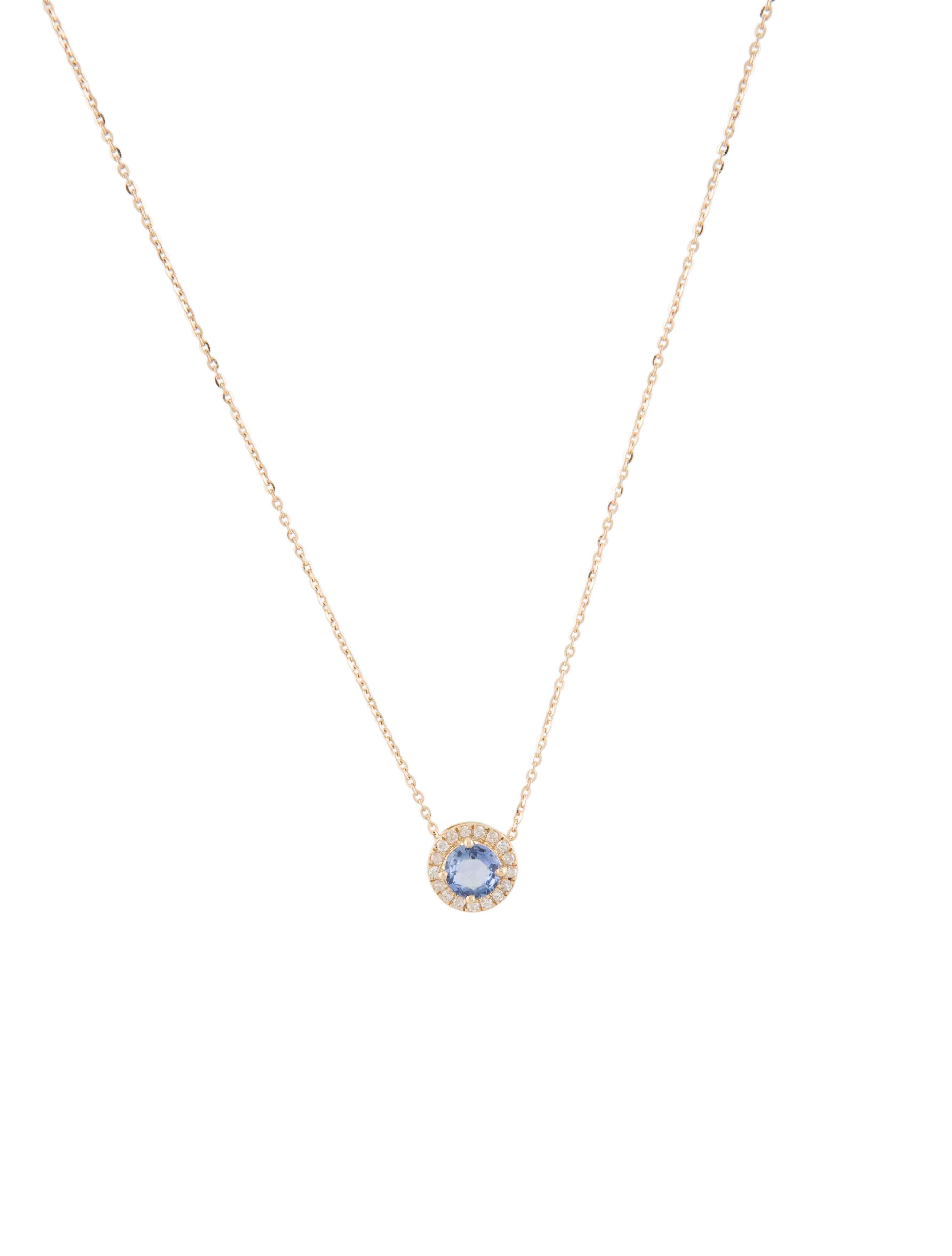 Necklace 14K Sapphire & Diamond Pendant Necklace - 14K Yellow Gold ...