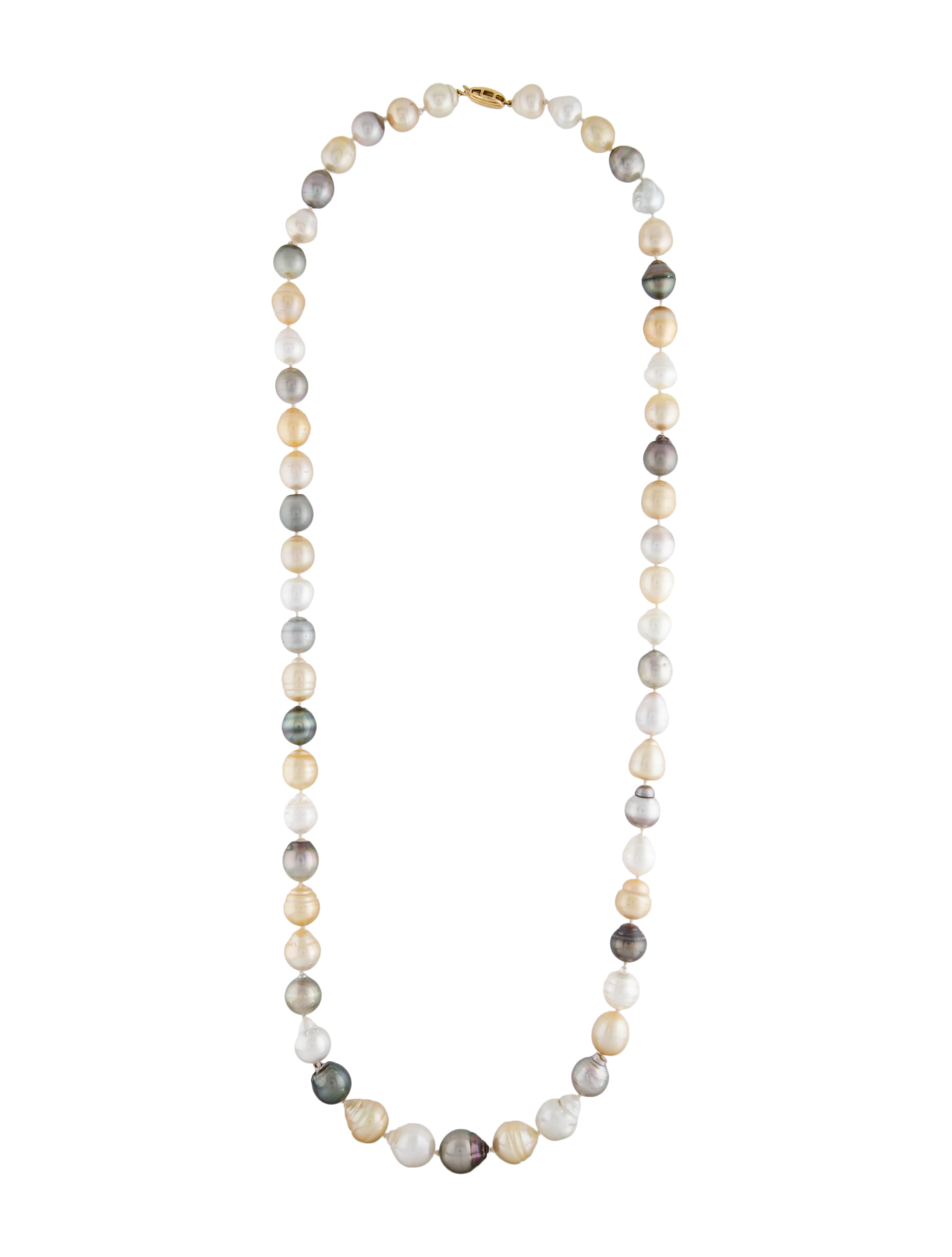 Uniform Object 18K Pearl & Diamond Bead Strand Necklace - 18K Yellow ...