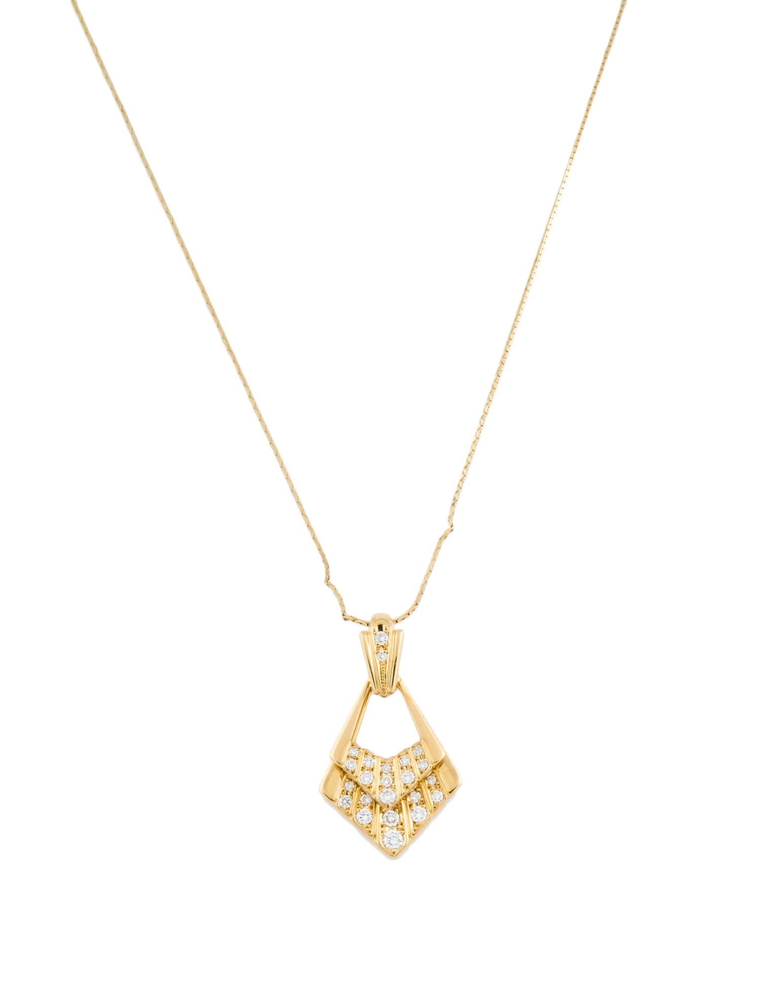Necklace 18K Diamond Pendant w/ 14K Cobra Chain Necklace - 14K Yellow ...