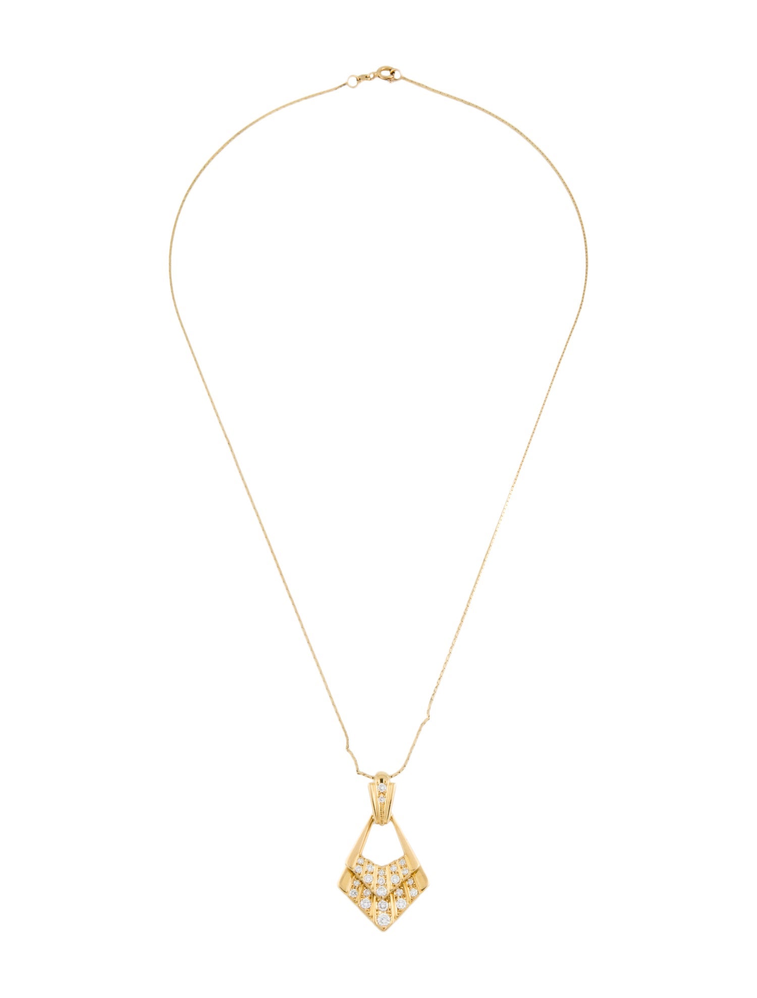 Necklace 18K Diamond Pendant w/ 14K Cobra Chain Necklace - 14K Yellow ...