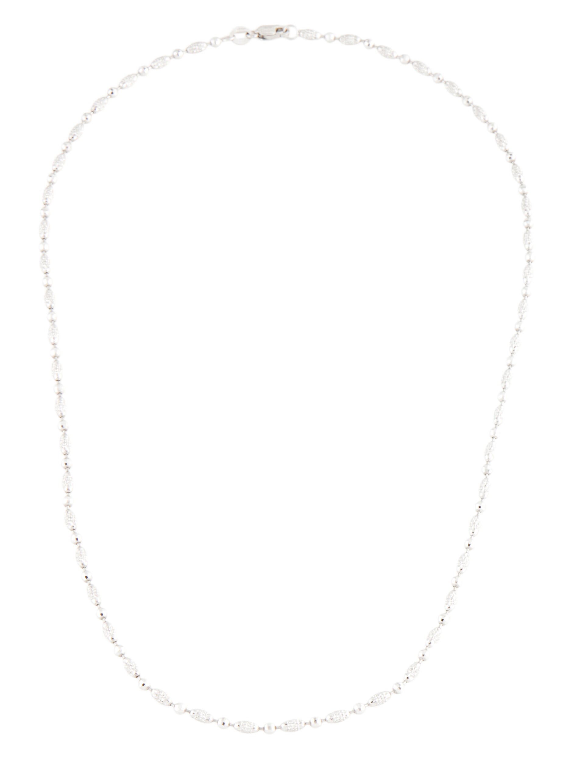 Necklace 18K 2.5mm Diamond-Cut Ball Link Chain Necklace - Rhodium ...