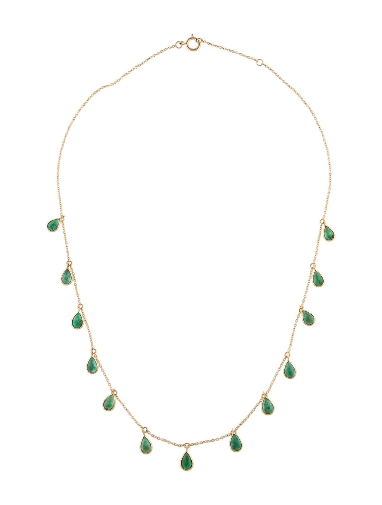 Necklace 18K 4.65ctw Emerald Station Necklace - 18K Yellow Gold Station ...