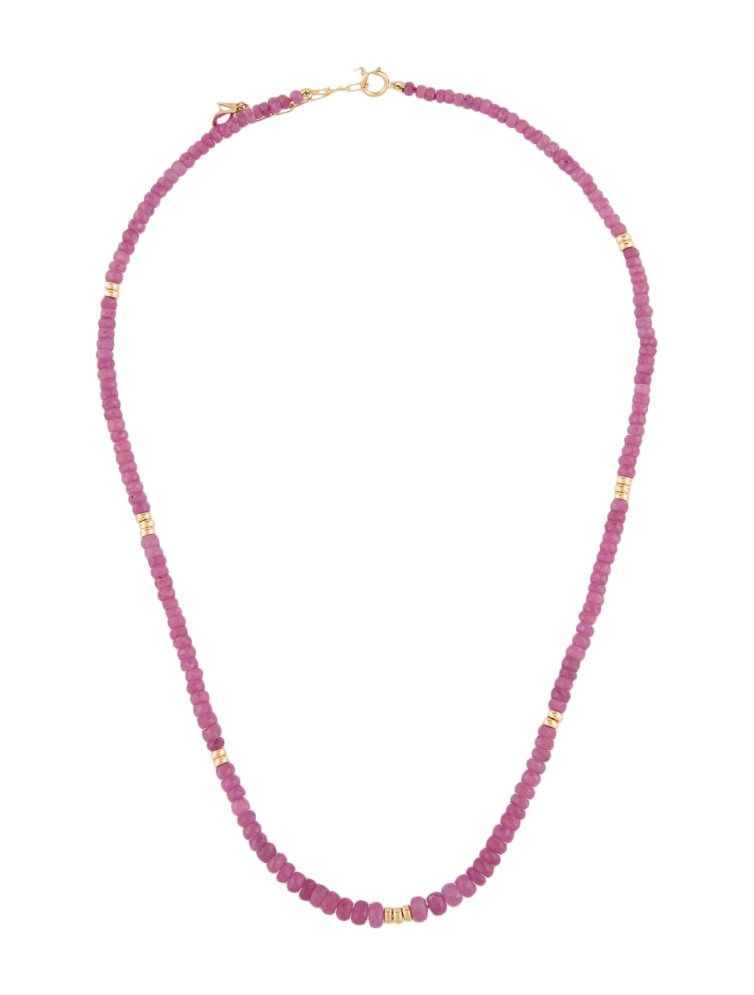 Necklace 18K Pink Sapphire Bead Necklace - 18K Yellow Gold Bead Strand ...