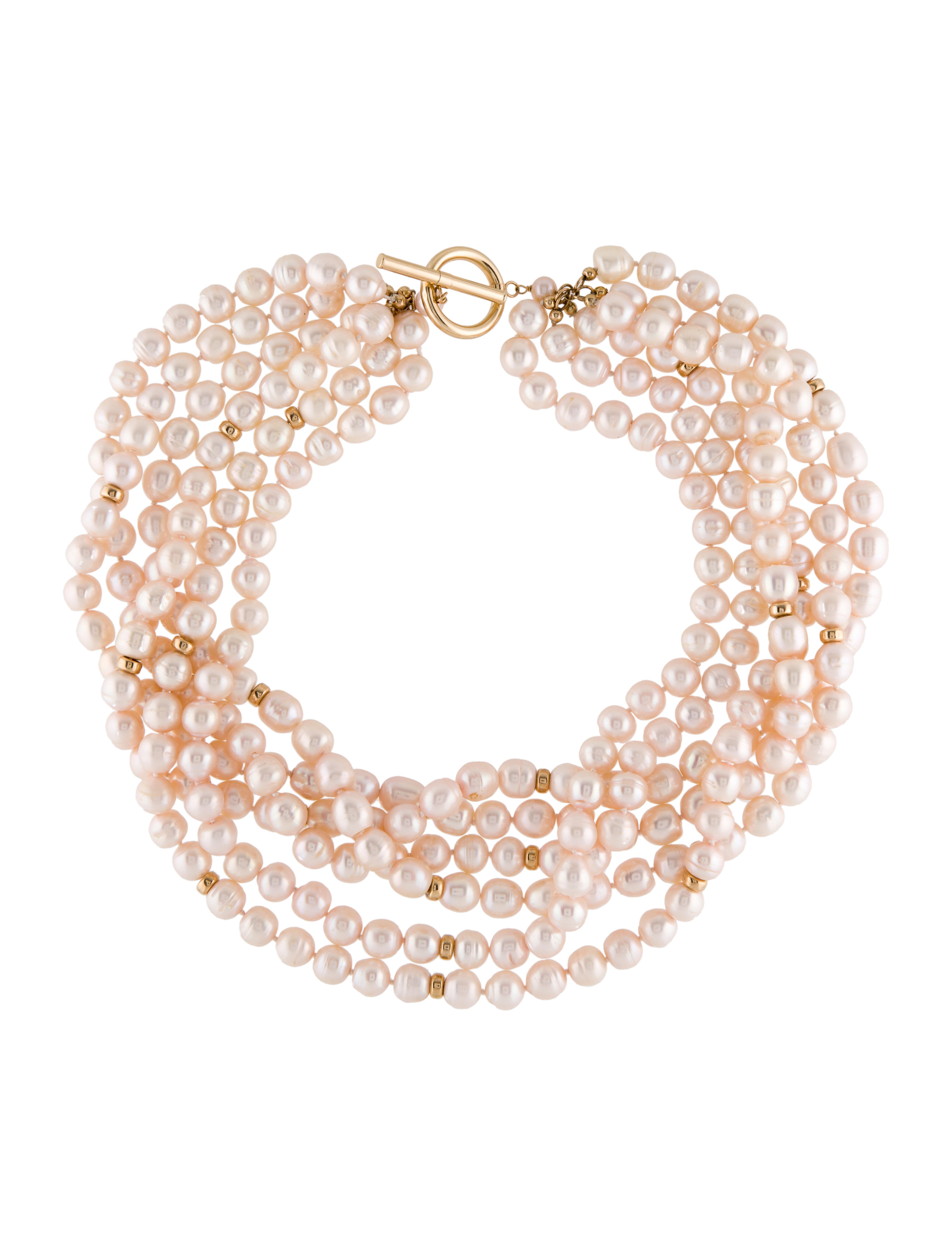 Necklace 14K Multistrand Pearl Necklace - 14K Yellow Gold Multistrand ...