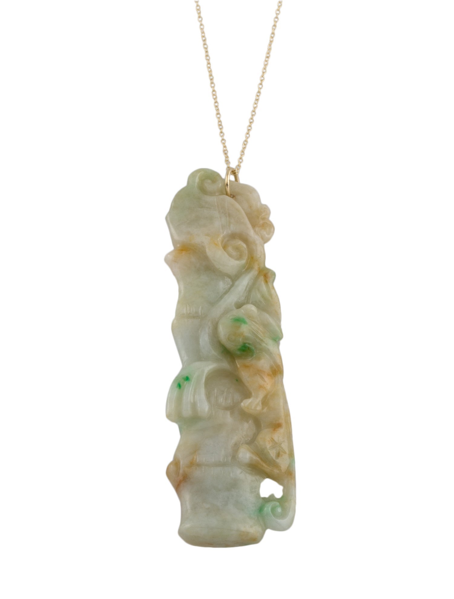 Necklace 14K Dyed Jadeite Carved Pendant Necklace - 14K Yellow Gold ...