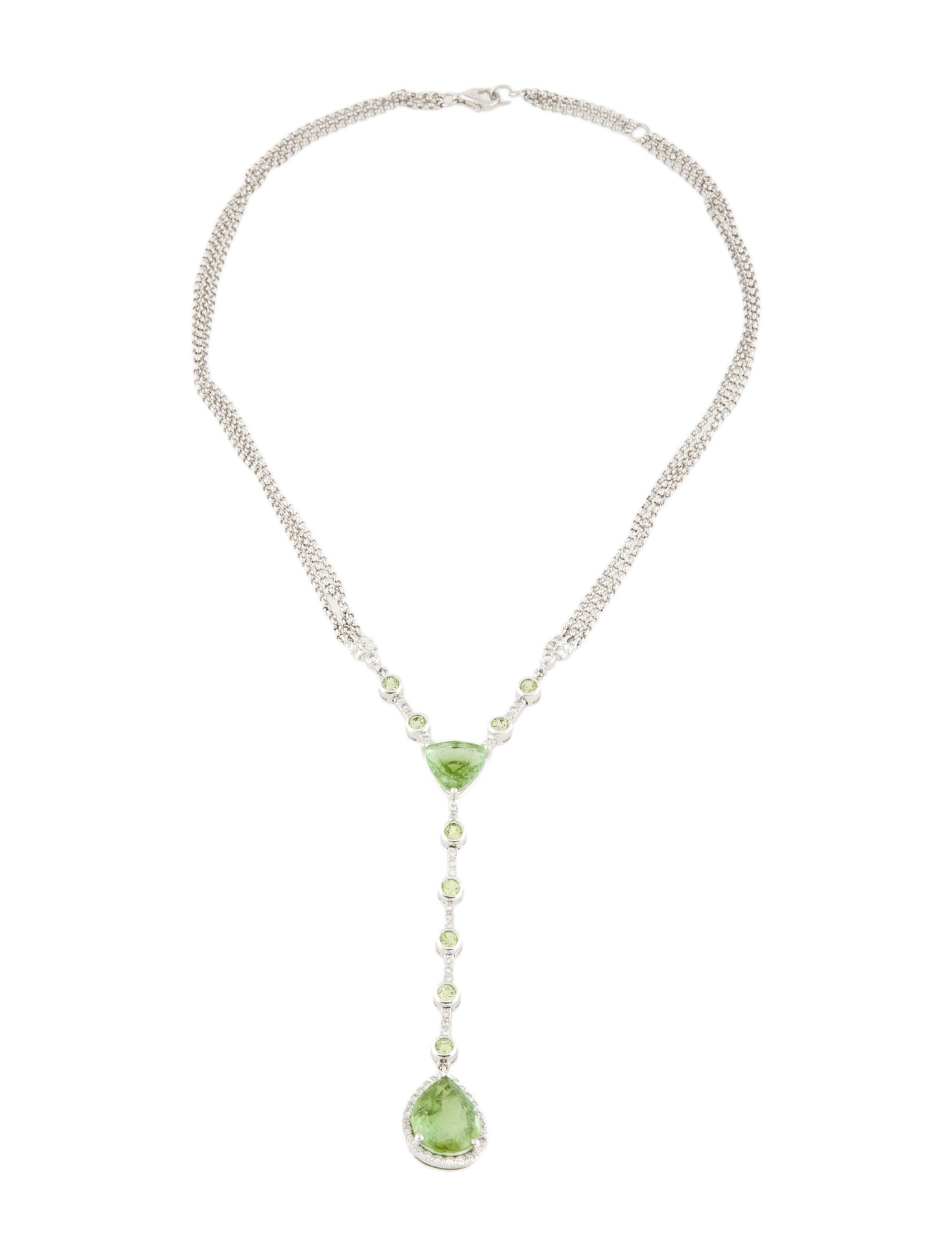 Necklace 18K Tourmaline, Peridot & Diamond Lavalier Necklace - 18K ...