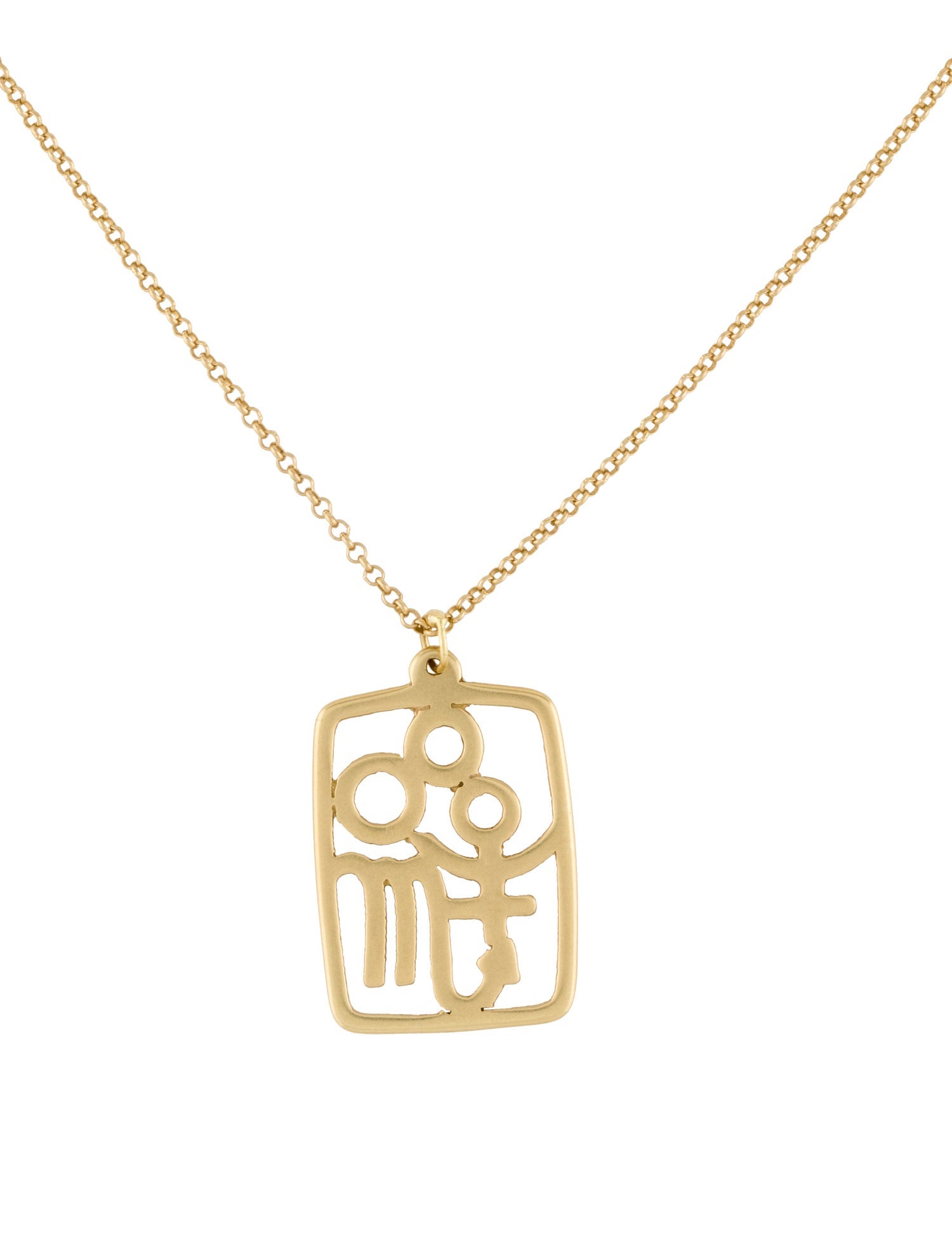 Necklace 18K Symbols Pendant Necklace - 18K Yellow Gold Pendant ...