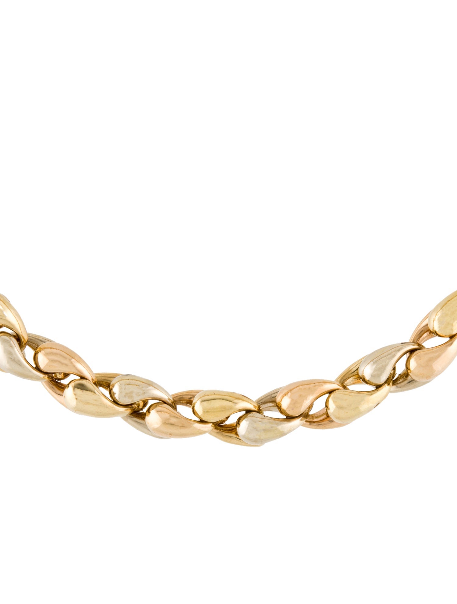 Necklace 18K Tri-Color Link Collar Necklace - 18K Yellow Gold Chain ...
