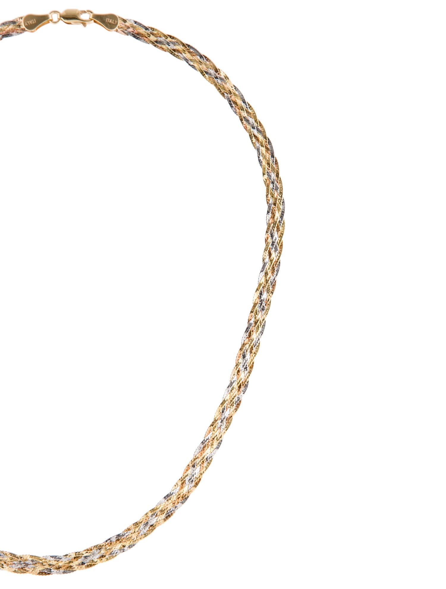 Necklace 14K Tri-Tone Woven Chain Necklace - 14K Yellow Gold Chain ...
