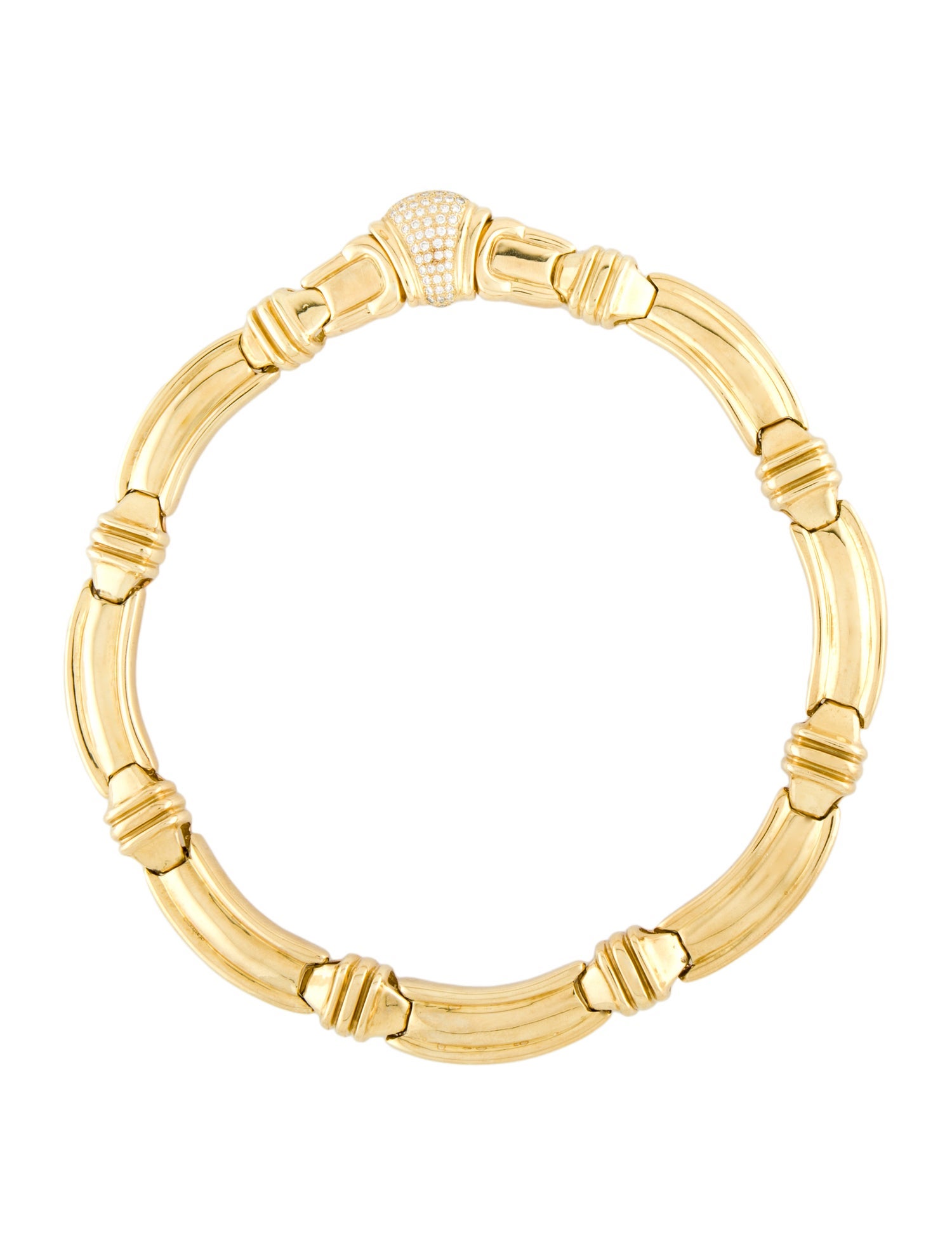 Necklace Vintage 18K Scalloped Column Diamond Clasp Collar Necklace ...