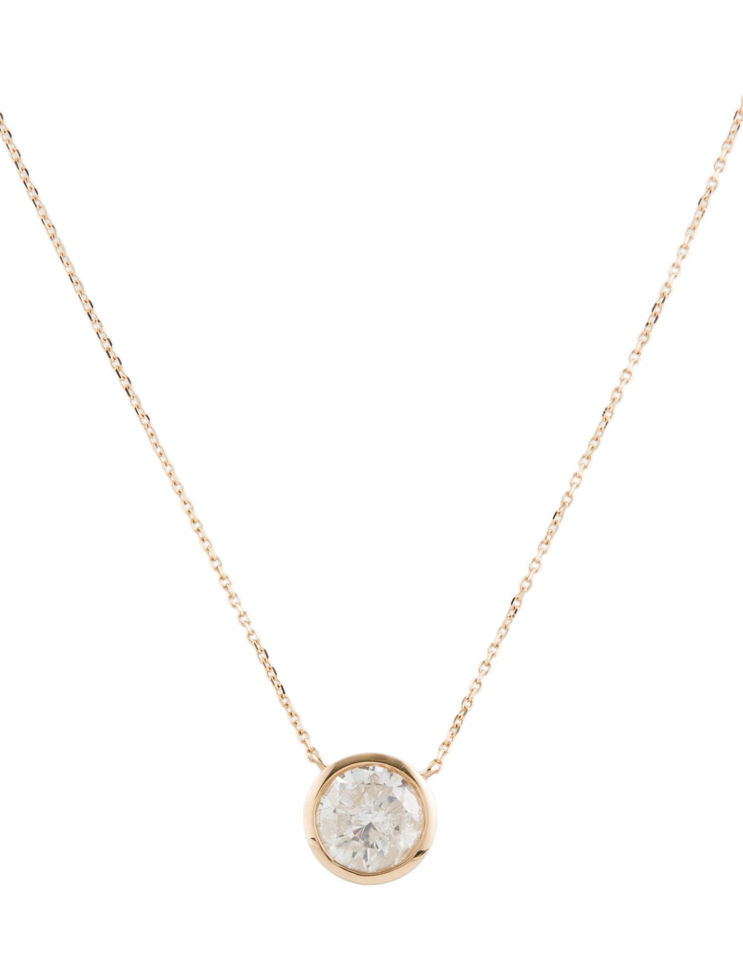 Necklace 14K 1.57ct Diamond Pendant Necklace - 14K Yellow Gold Pendant ...