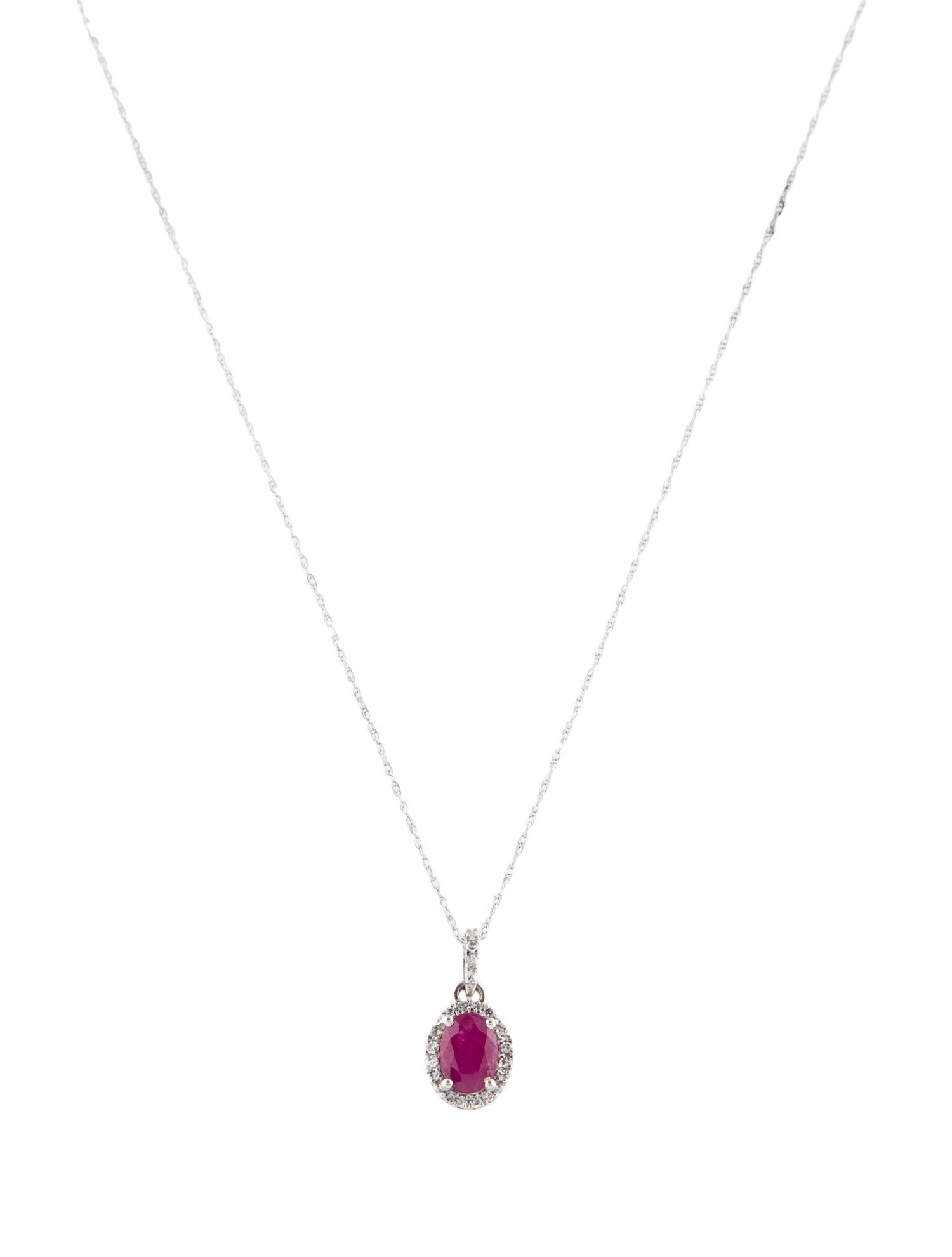 Necklace 14K Ruby & Diamond Pendant Necklace - 14K White Gold Pendant ...