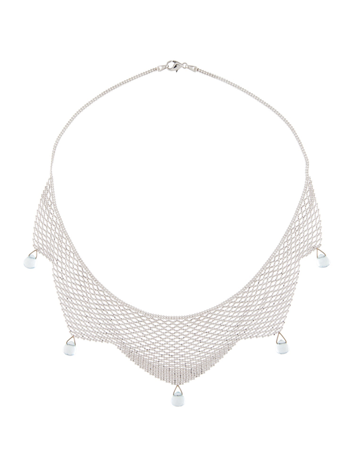 Necklace 18K Topaz Mesh Choker - Rhodium-Plated 18K White Gold Choker ...