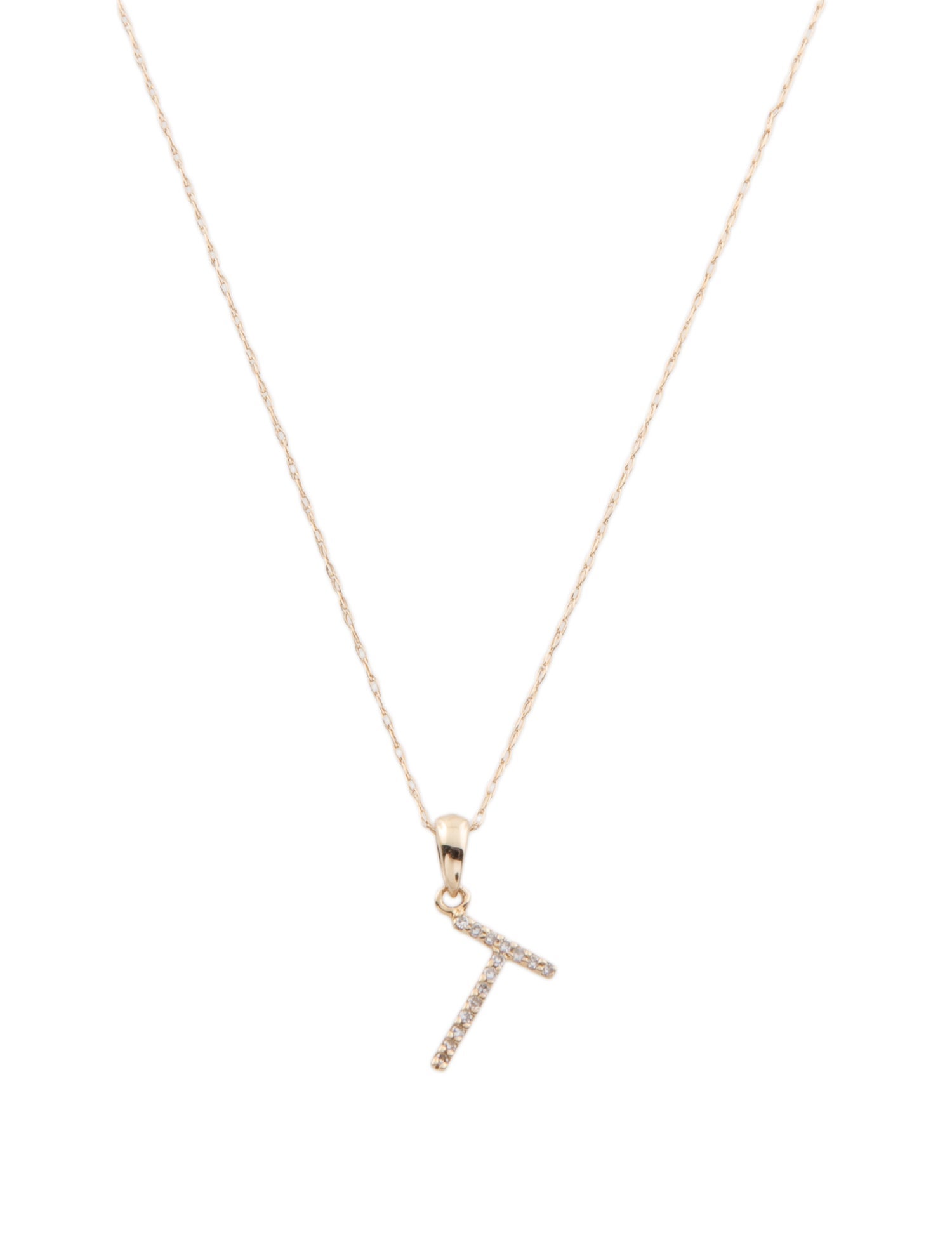 Necklace Sabrina 14K Diamond Initial 'T' Pendant Necklace - 14K Yellow ...