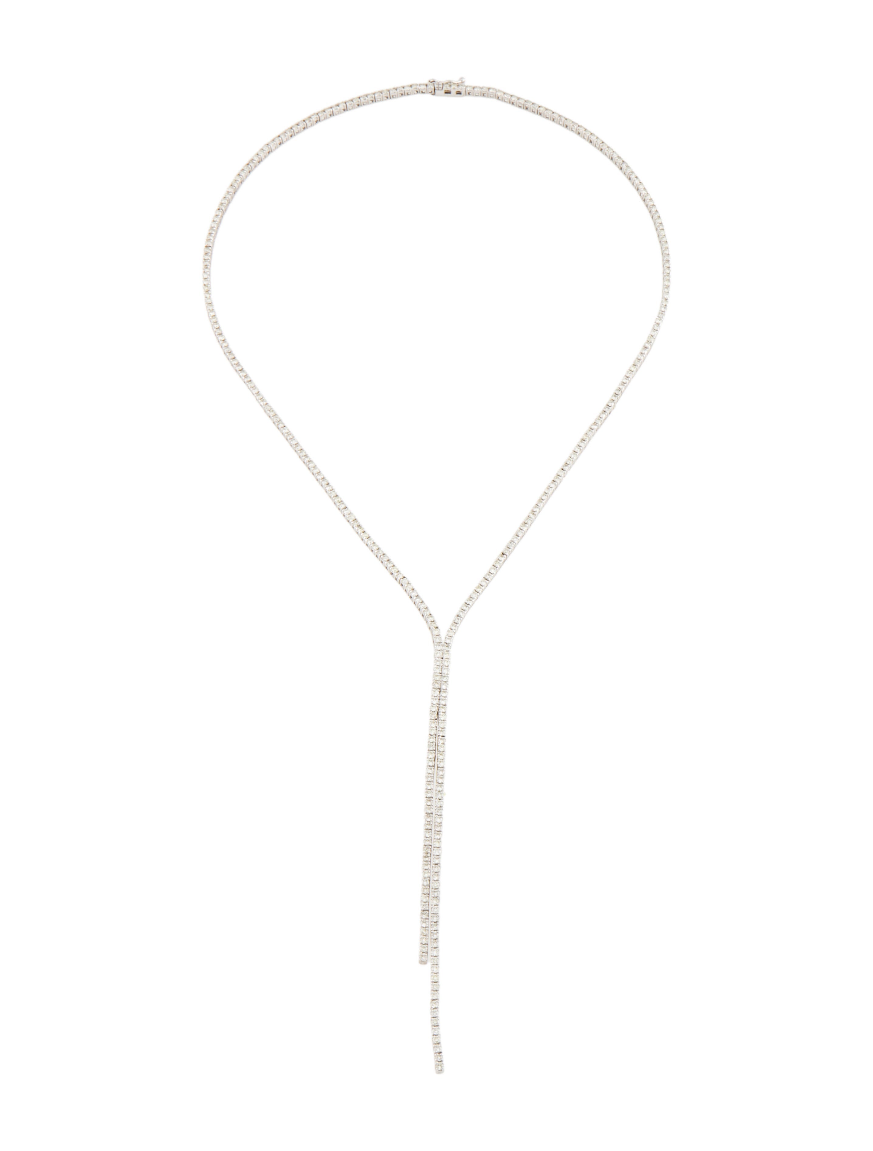 Necklace 18K 3.20ctw Diamond Line Necklace - 18K White Gold Lavalier ...
