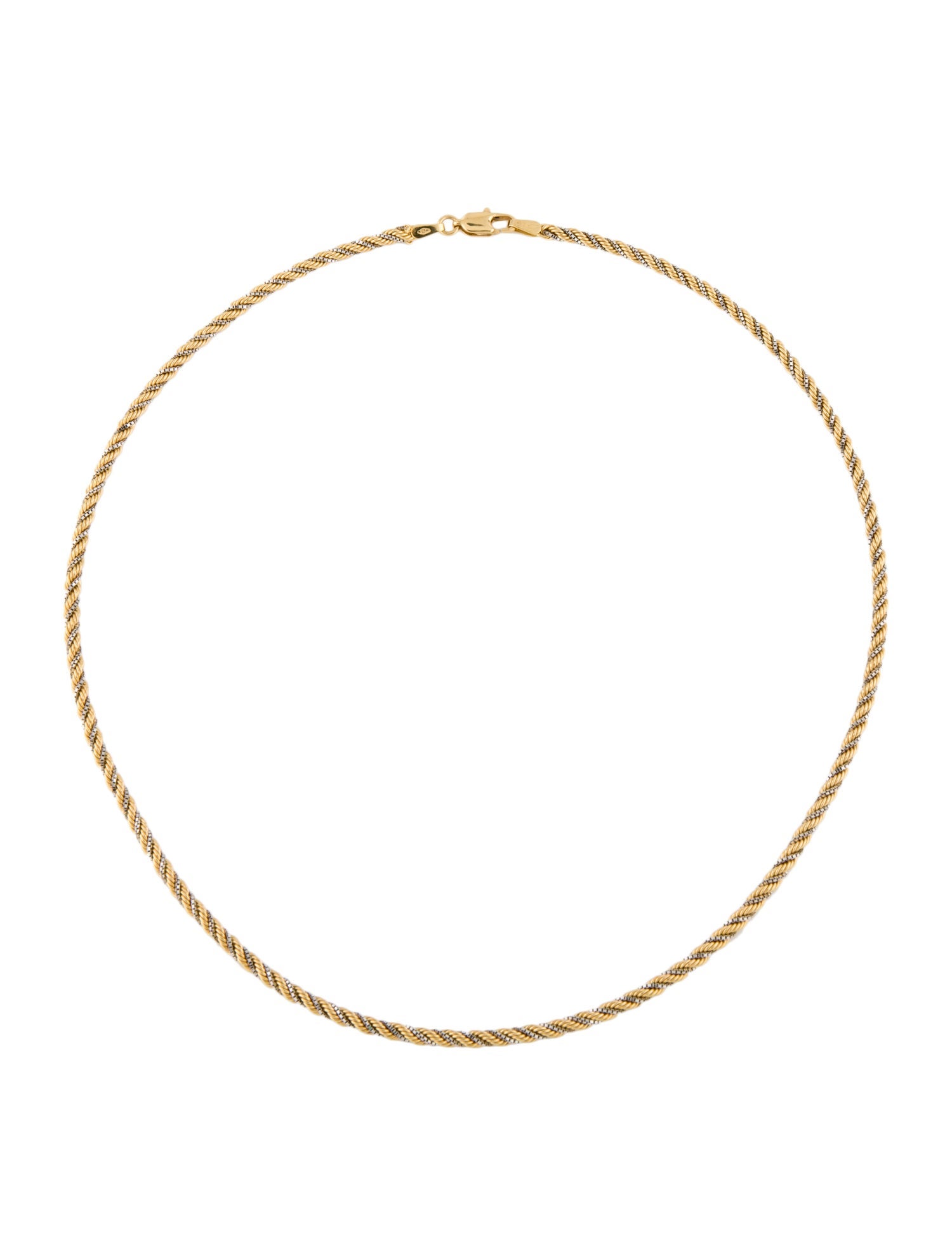 Necklace 18K Two-Tone Rope Chain Necklace - 18K Yellow Gold Chain ...