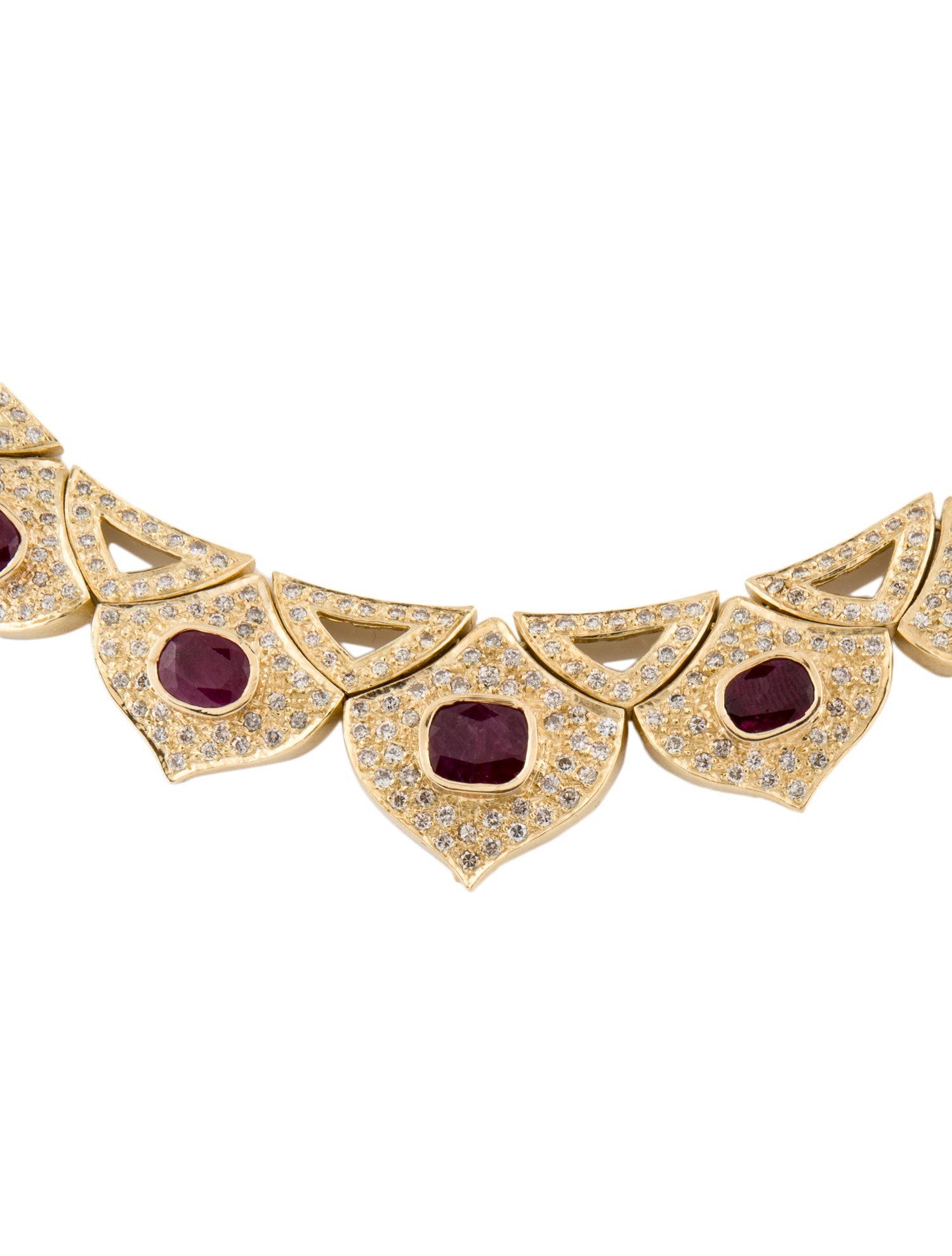 Necklace 18K Sapphire, Ruby and Diamond Collar Necklace - 18K Yellow ...