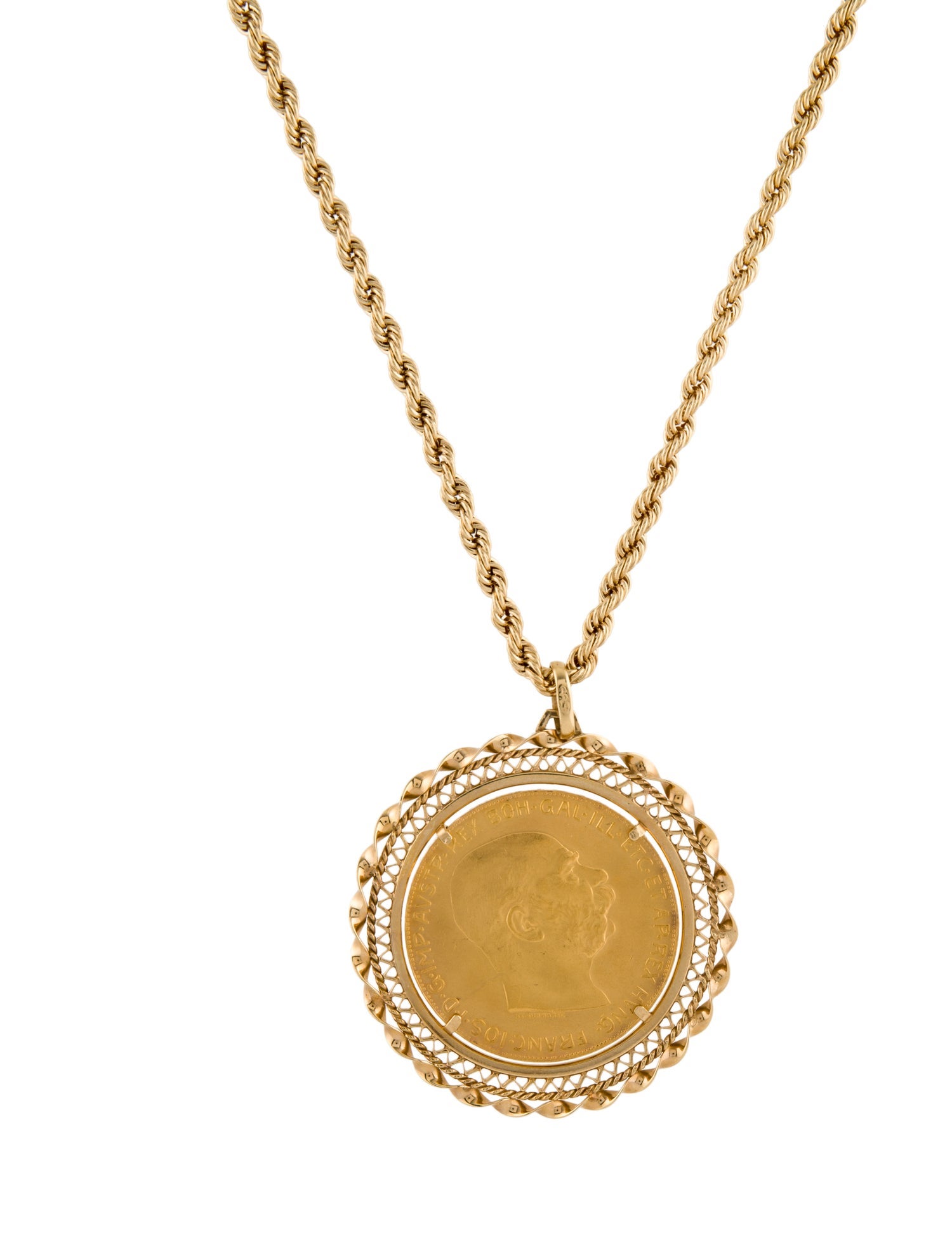 Necklace 100 Corona Coin Pendant Necklace - 14K Yellow Gold Pendant ...