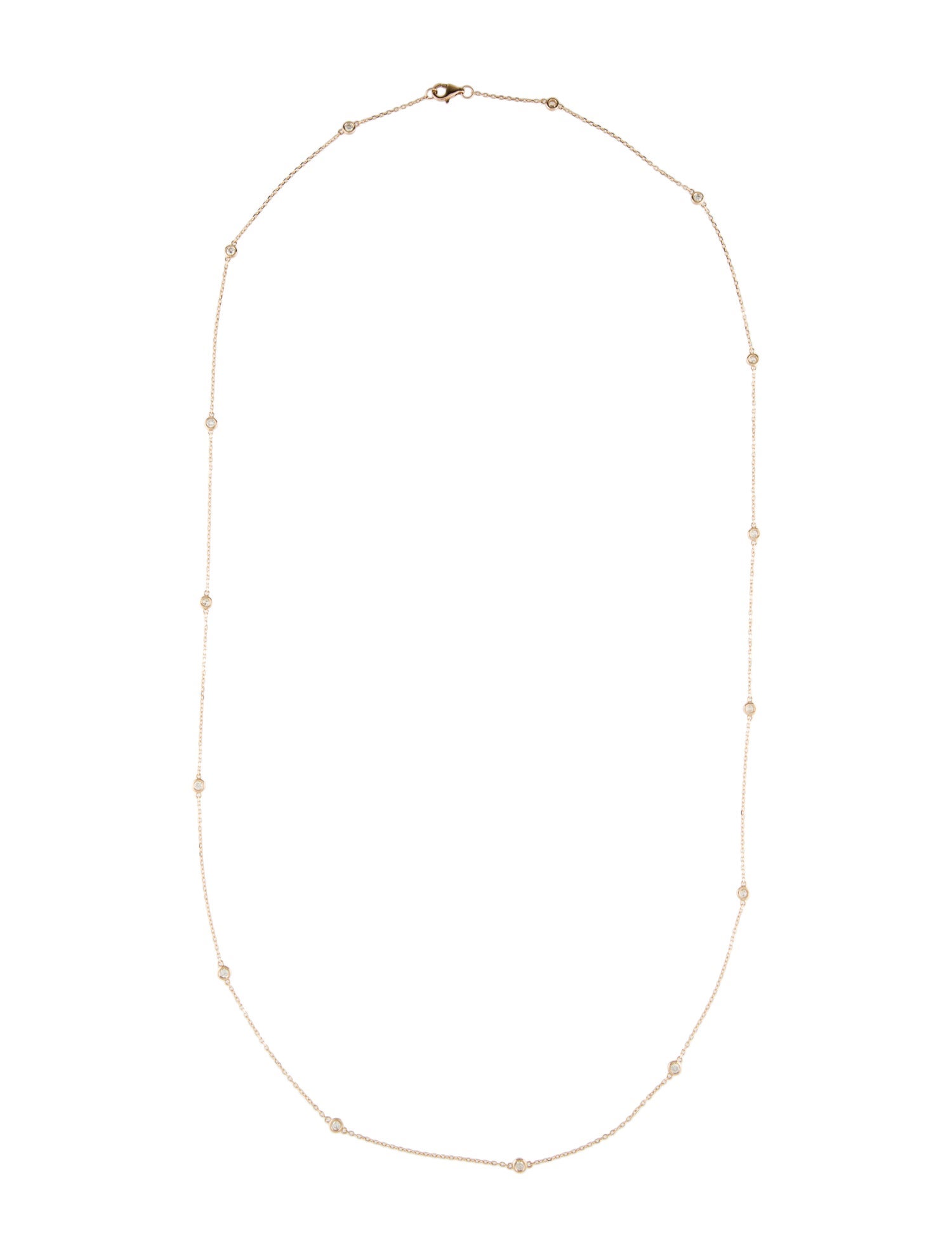 Necklace 14K Diamond Station Necklace - 14K Yellow Gold Station ...