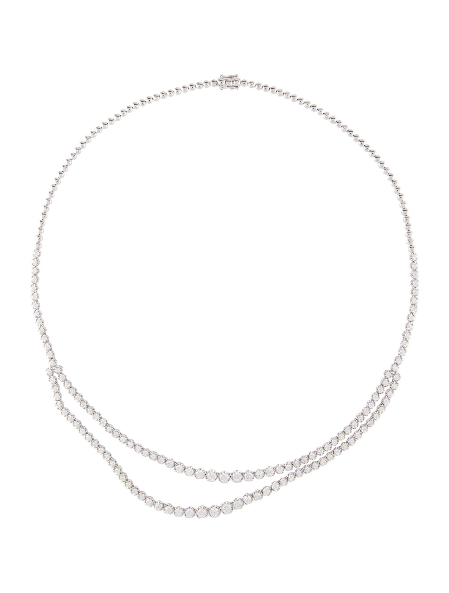 Necklace 14K 5.25ctw Diamond Double Strand Necklace - Rhodium-Plated ...