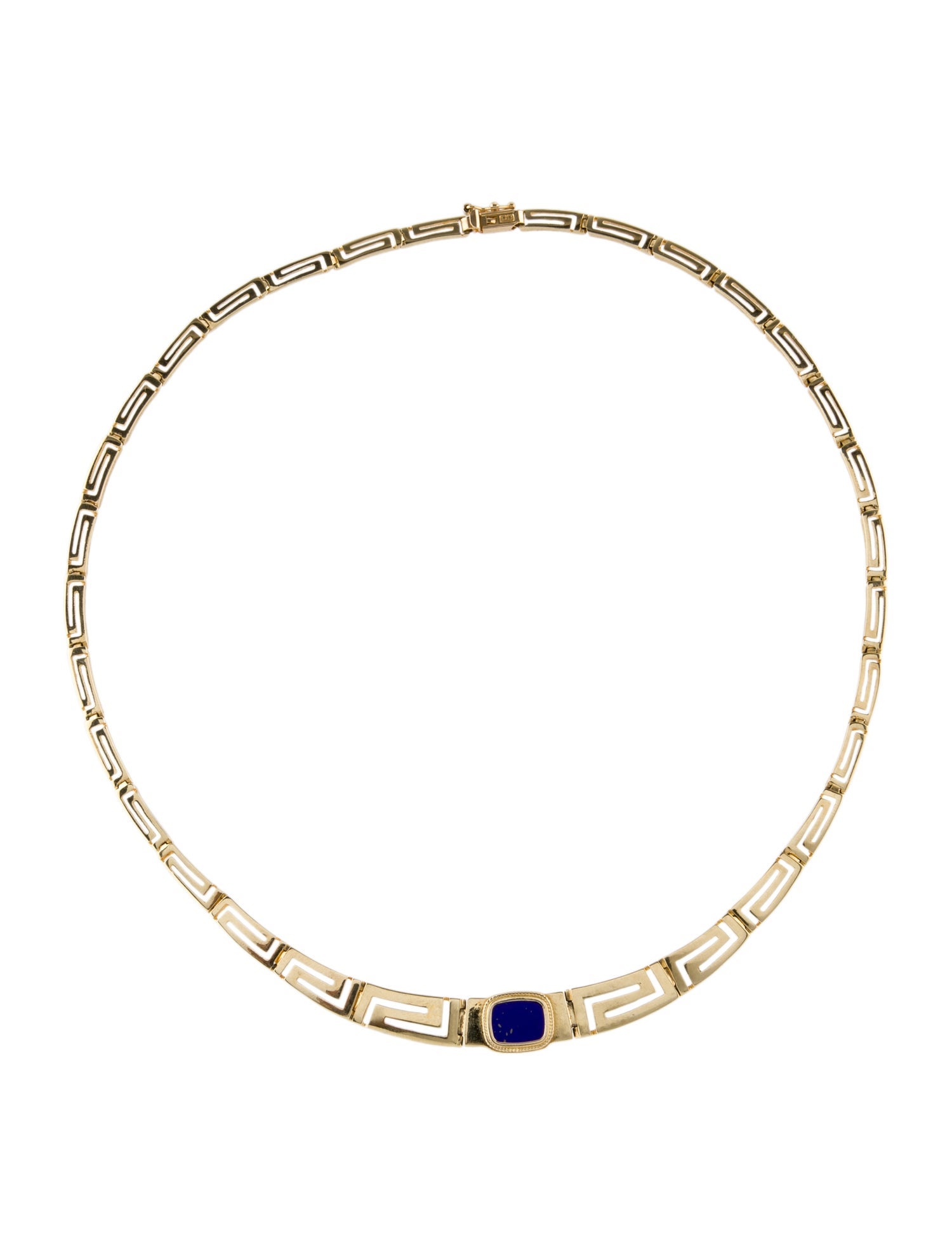 Necklace 14K Lapis Lazuli Greek Key Collar Necklace - 14K Yellow Gold ...