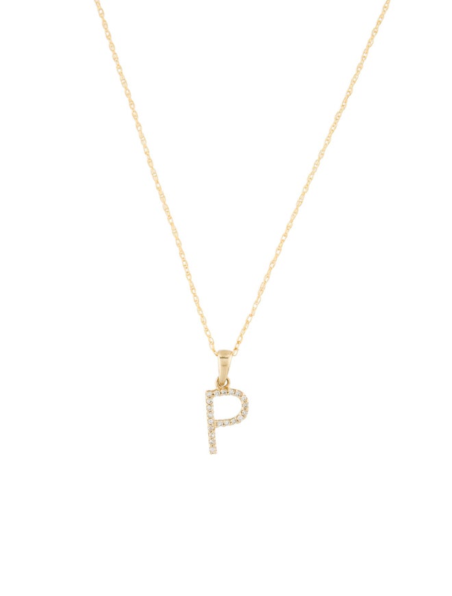 Necklace 14K Diamond Initial 'P' Pendant Necklace - Pendant Necklace ...