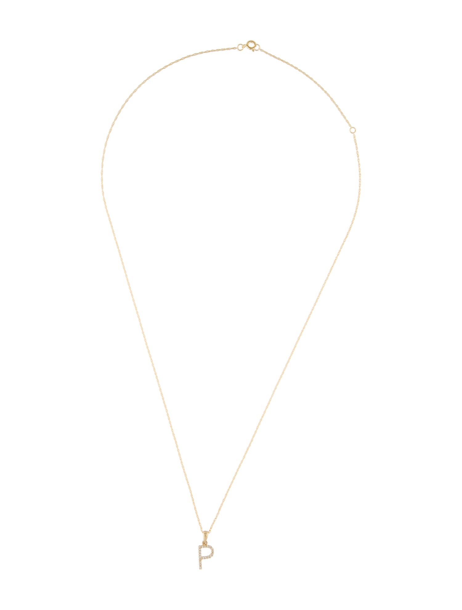 Necklace 14K Diamond Initial 'P' Pendant Necklace - 14K Yellow Gold ...