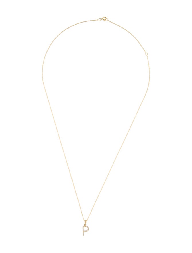 Necklace 14K Diamond Initial 'P' Pendant Necklace - 14K Yellow Gold ...