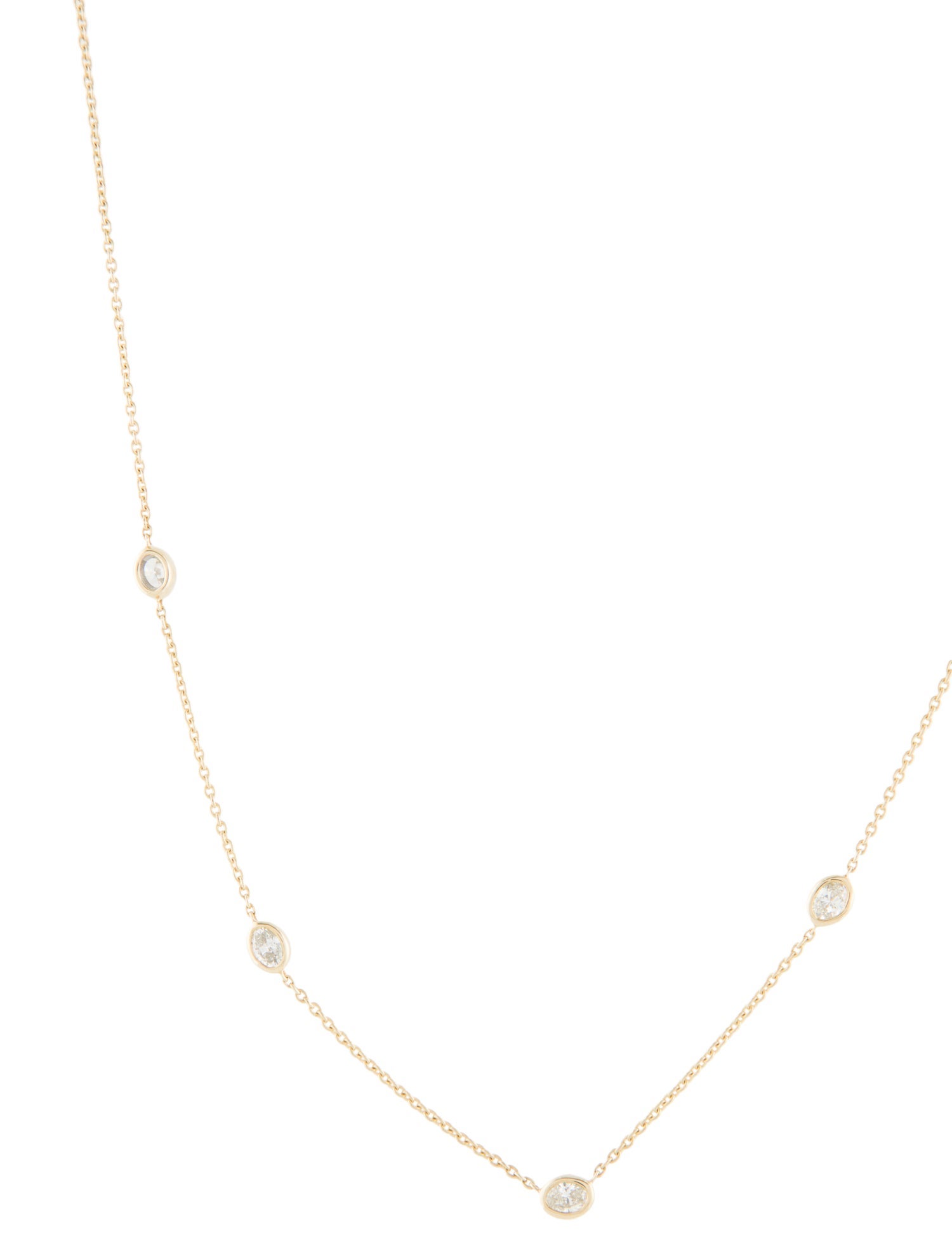 Necklace 14K Diamond Station Necklace - 14K Yellow Gold Station ...