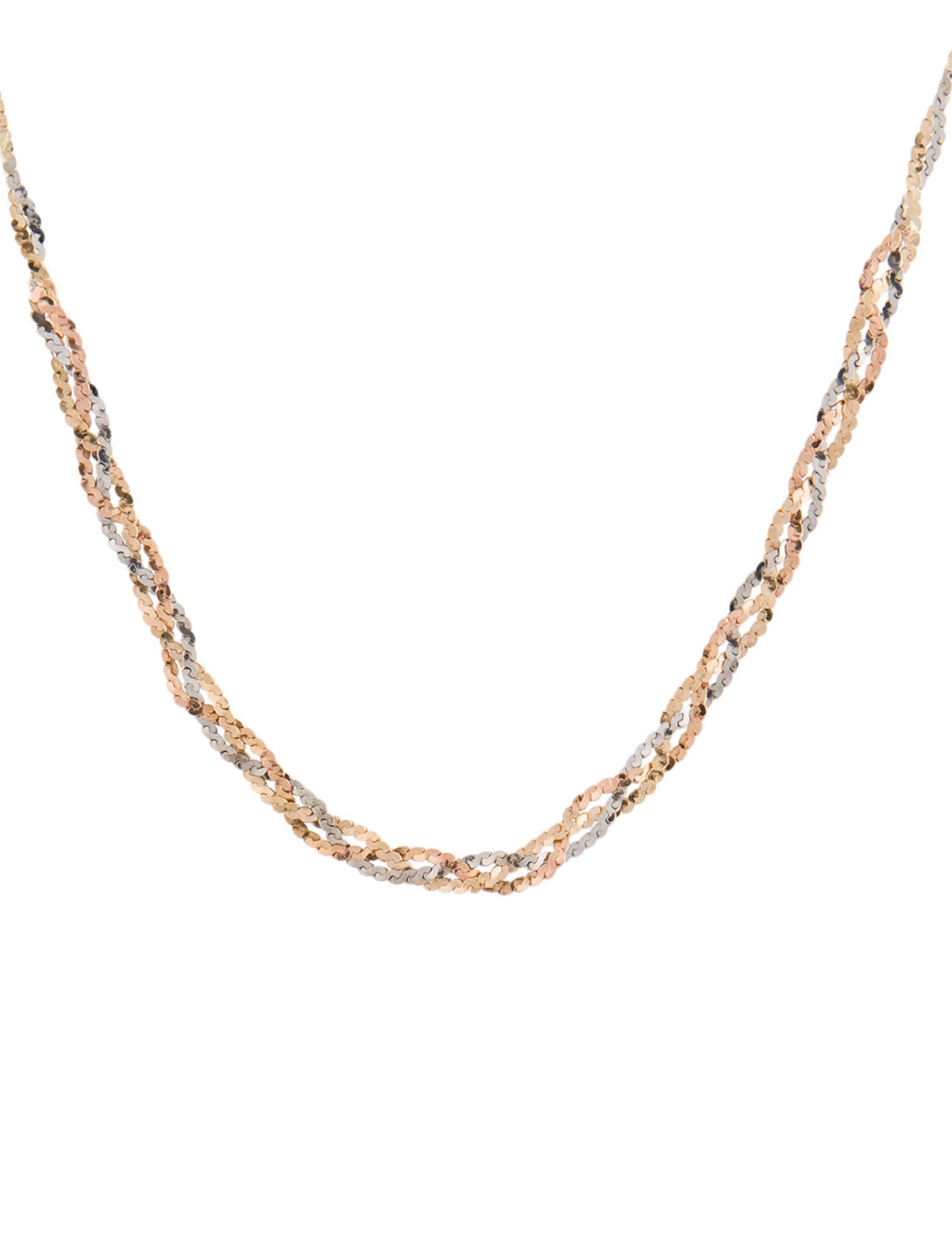 Necklace 14K Tri-Color Chain Necklace - 14K Yellow Gold Chain ...