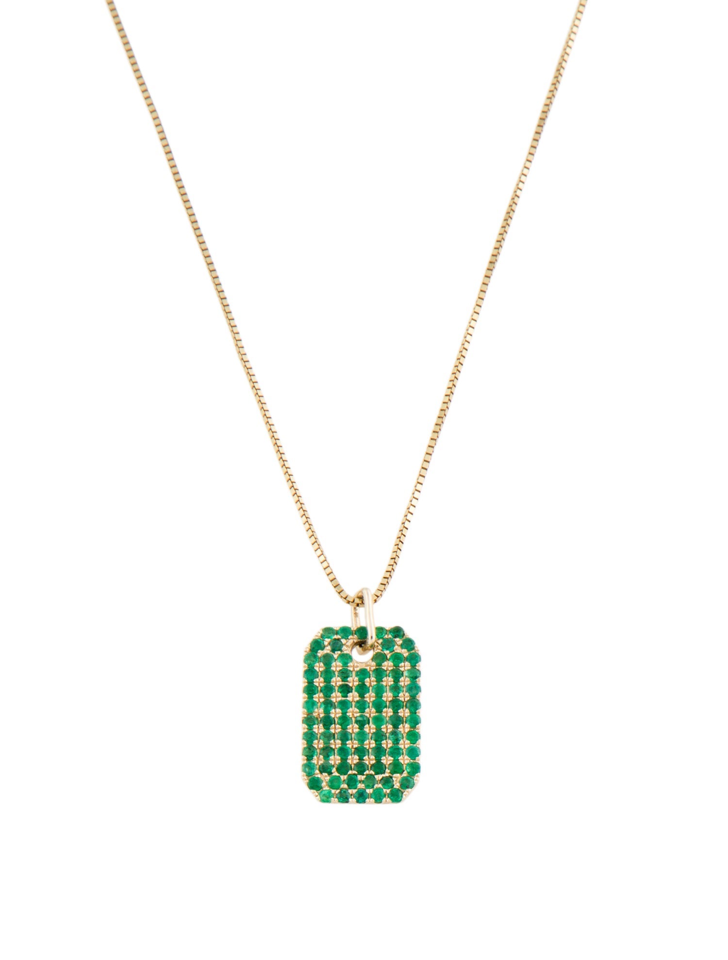 Necklace 14K 1.20ctw Emerald Dog Tag Pendant Necklace - 14K Yellow Gold ...