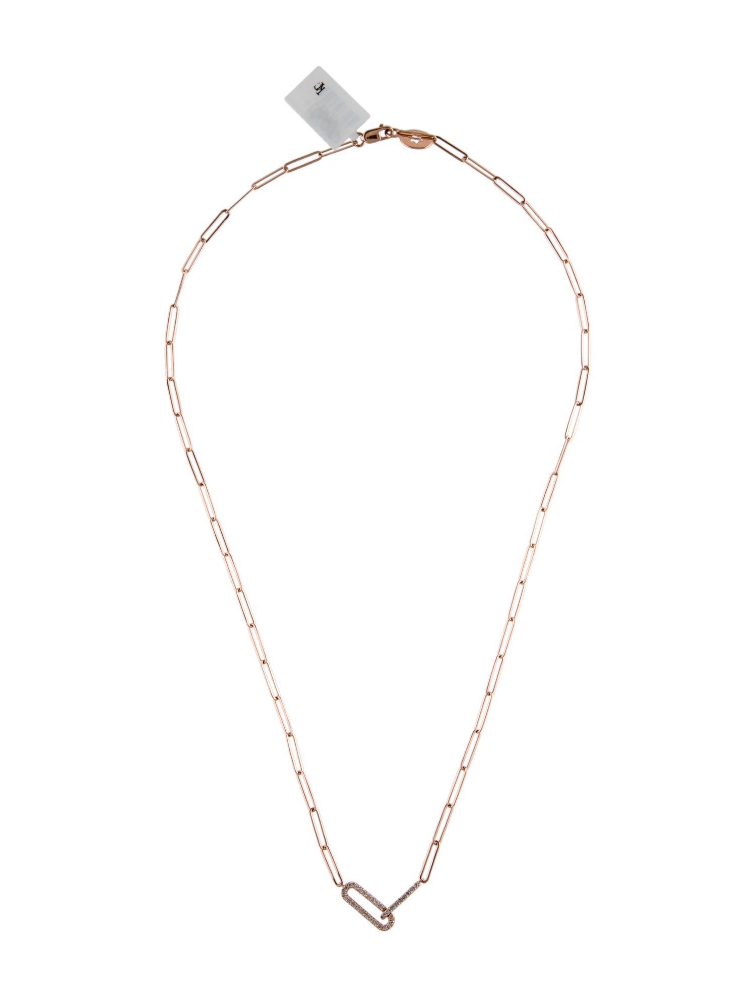 Necklace 14K Diamond Paperclip Chain Necklace - 14K Rose Gold Chain ...