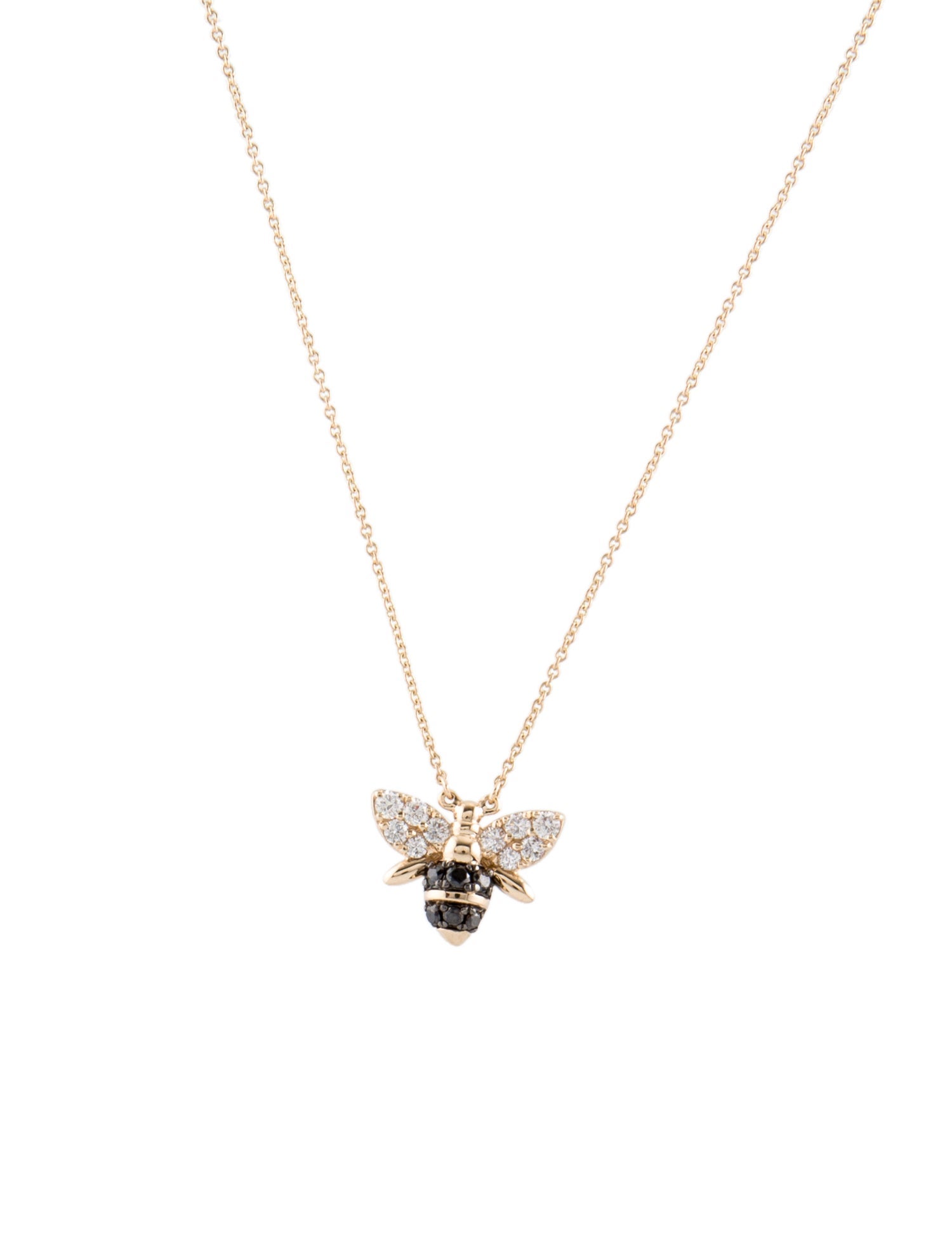 Necklace 14K Diamond Bumble Bee Pendant Necklace - 14K Yellow Gold ...