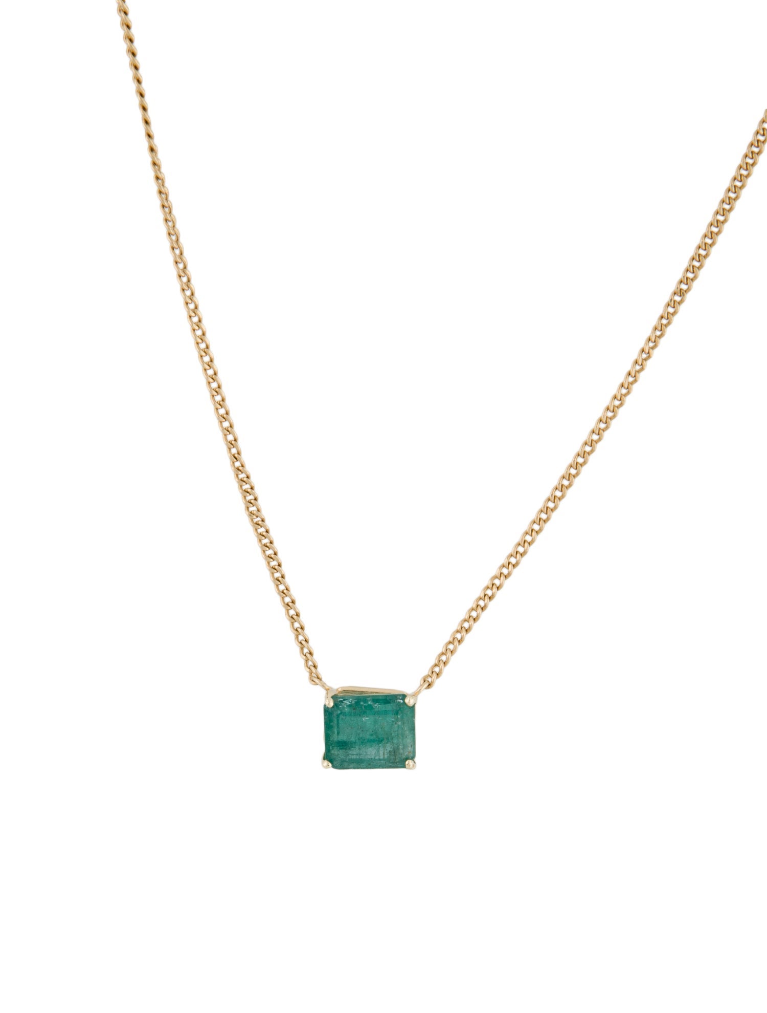 Necklace 14K 2.67ct Emerald Solitaire Station Necklace - 14K Yellow ...