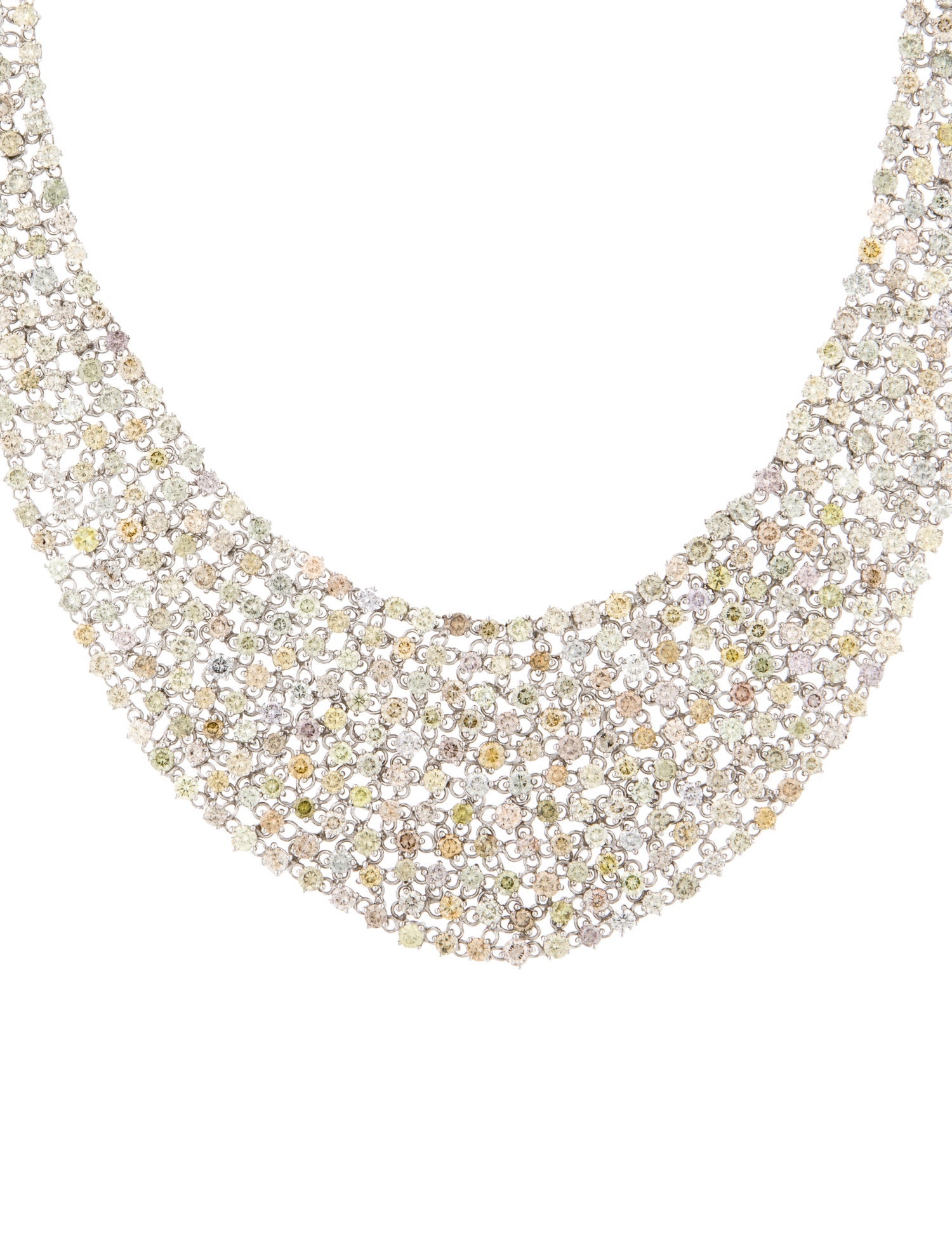 Necklace Diamond Collar Necklace - Rhodium-Plated 18K White Gold Collar ...