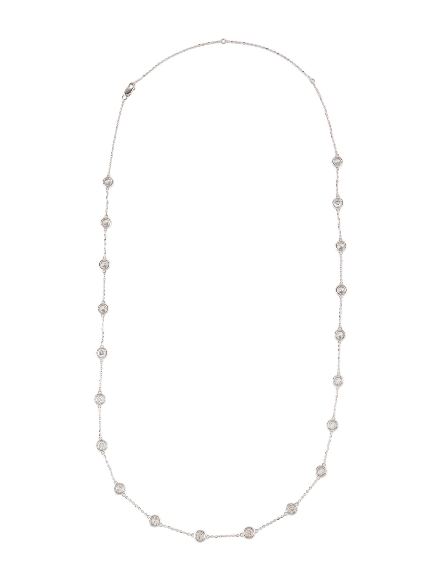 Necklace 14K 4.40ctw Lab Grown Diamond Station Necklace - Rhodium ...